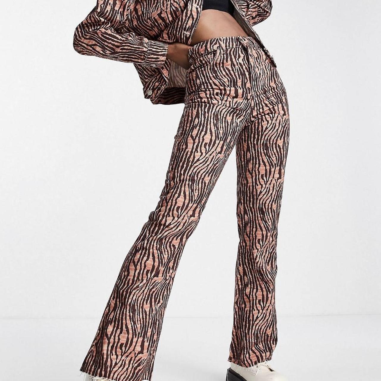 ASOS Reclaimed Vintage high waisted flared zebra jeans. - Depop