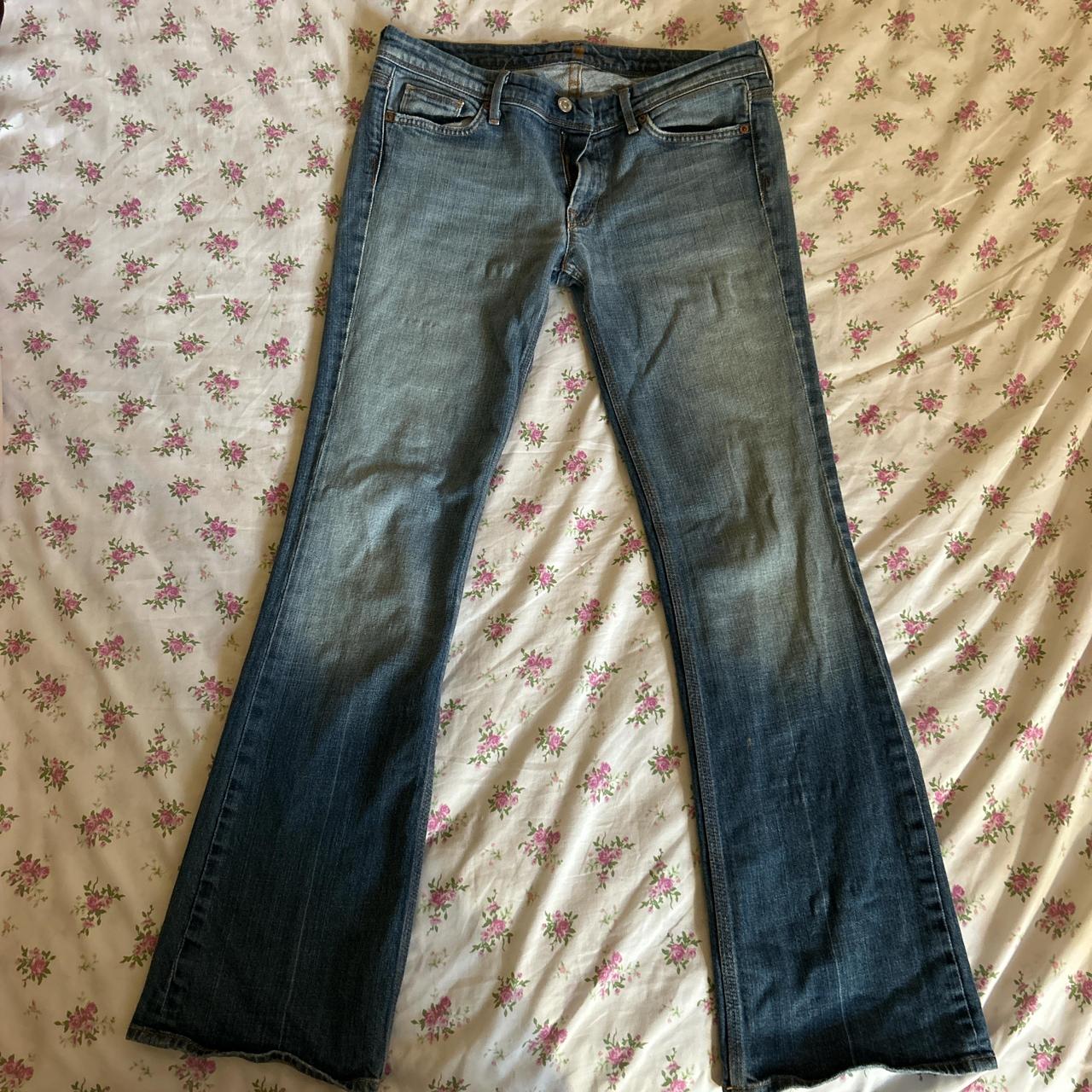 Low rise flare jeans size 7 waist: 31 blue and... - Depop