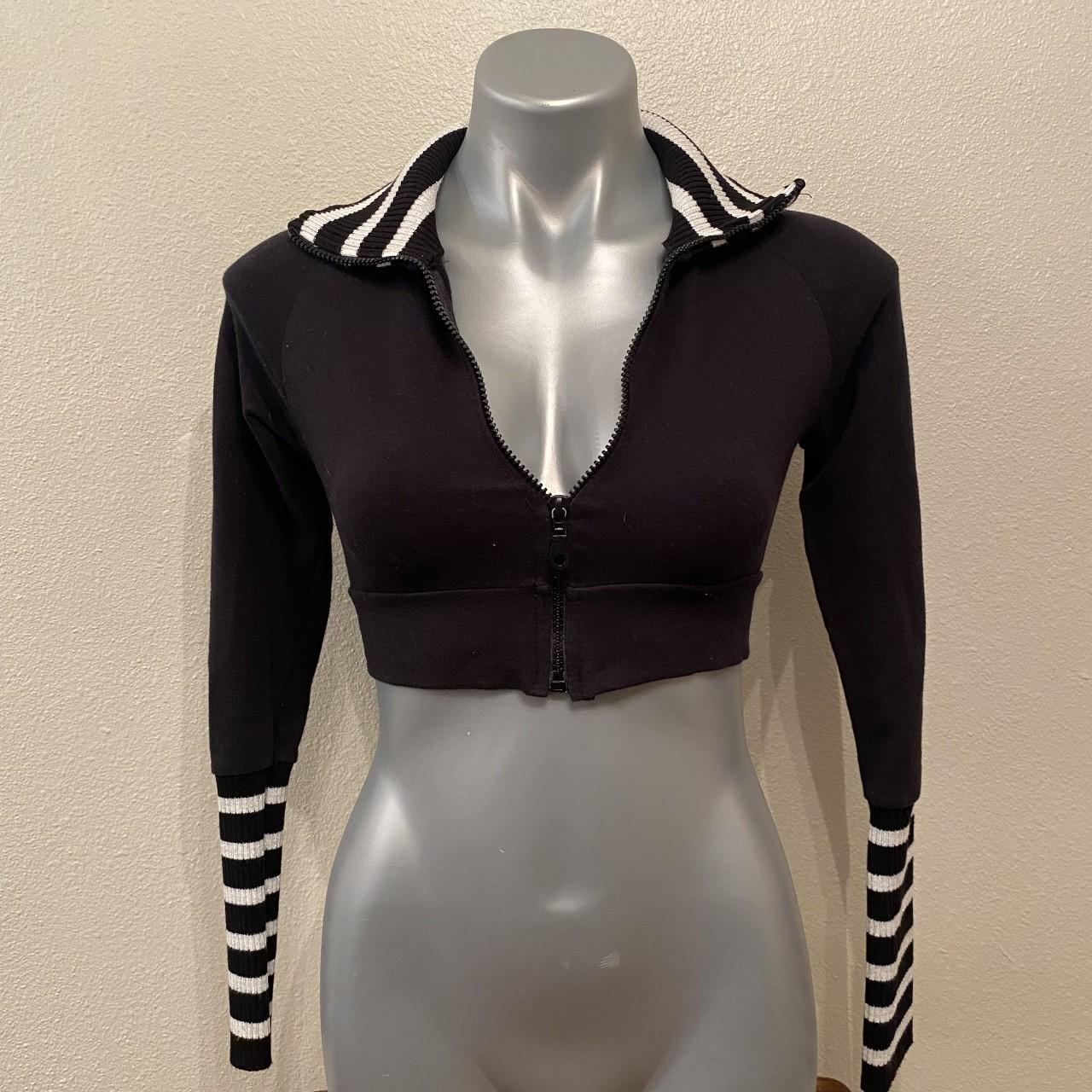 Y2k emo ribbed crop jacket - Depop