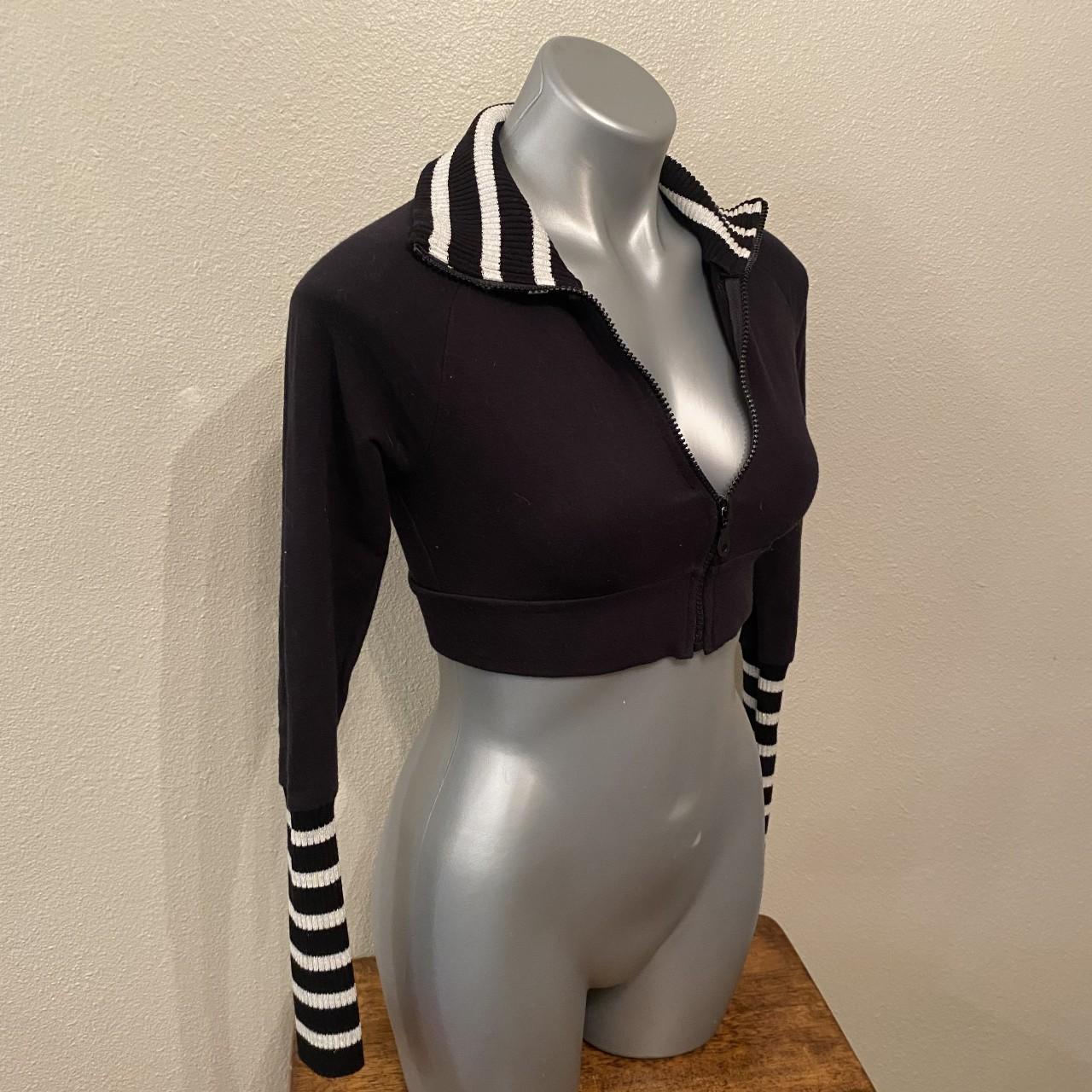Y2k emo ribbed crop jacket - Depop