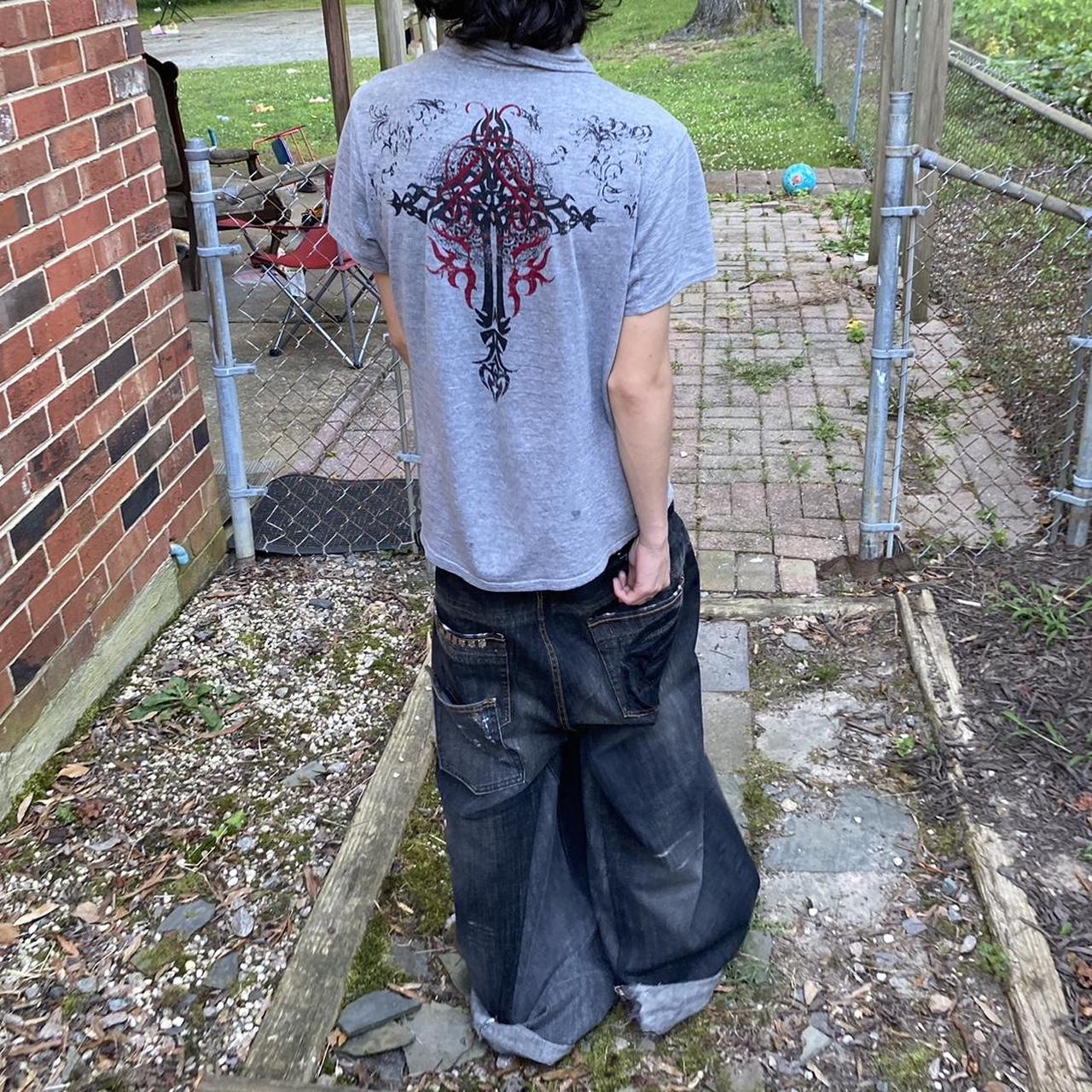 insanely baggy jnco style wide leg custom... - Depop