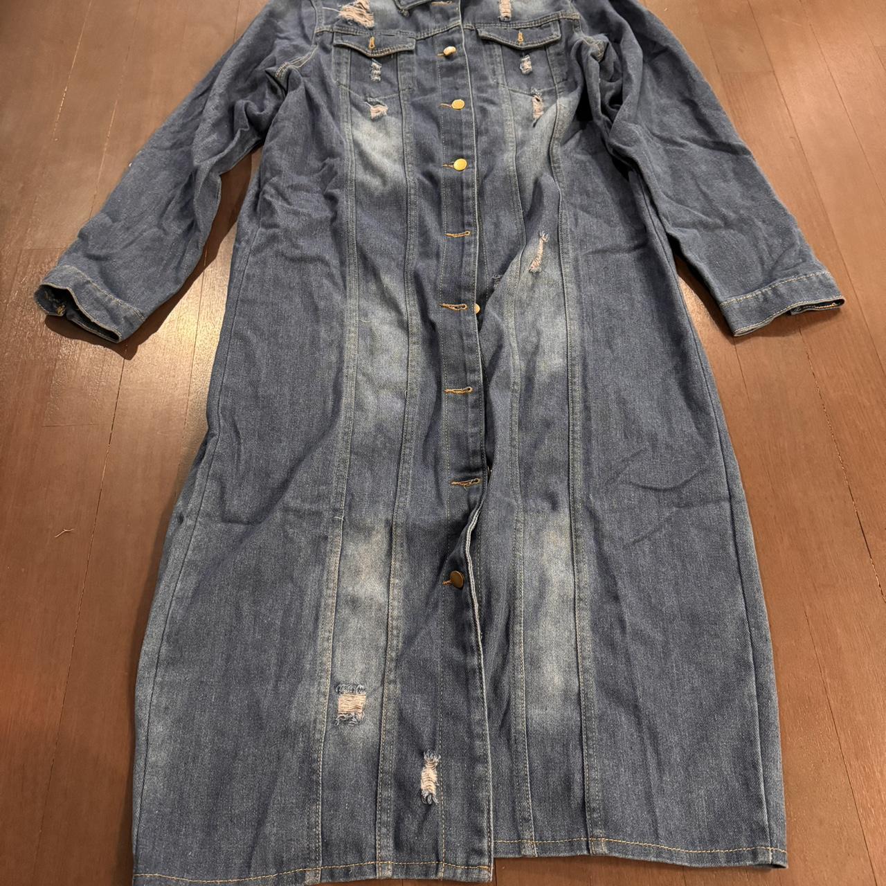 Women's long denim jacket. Size XL - Depop