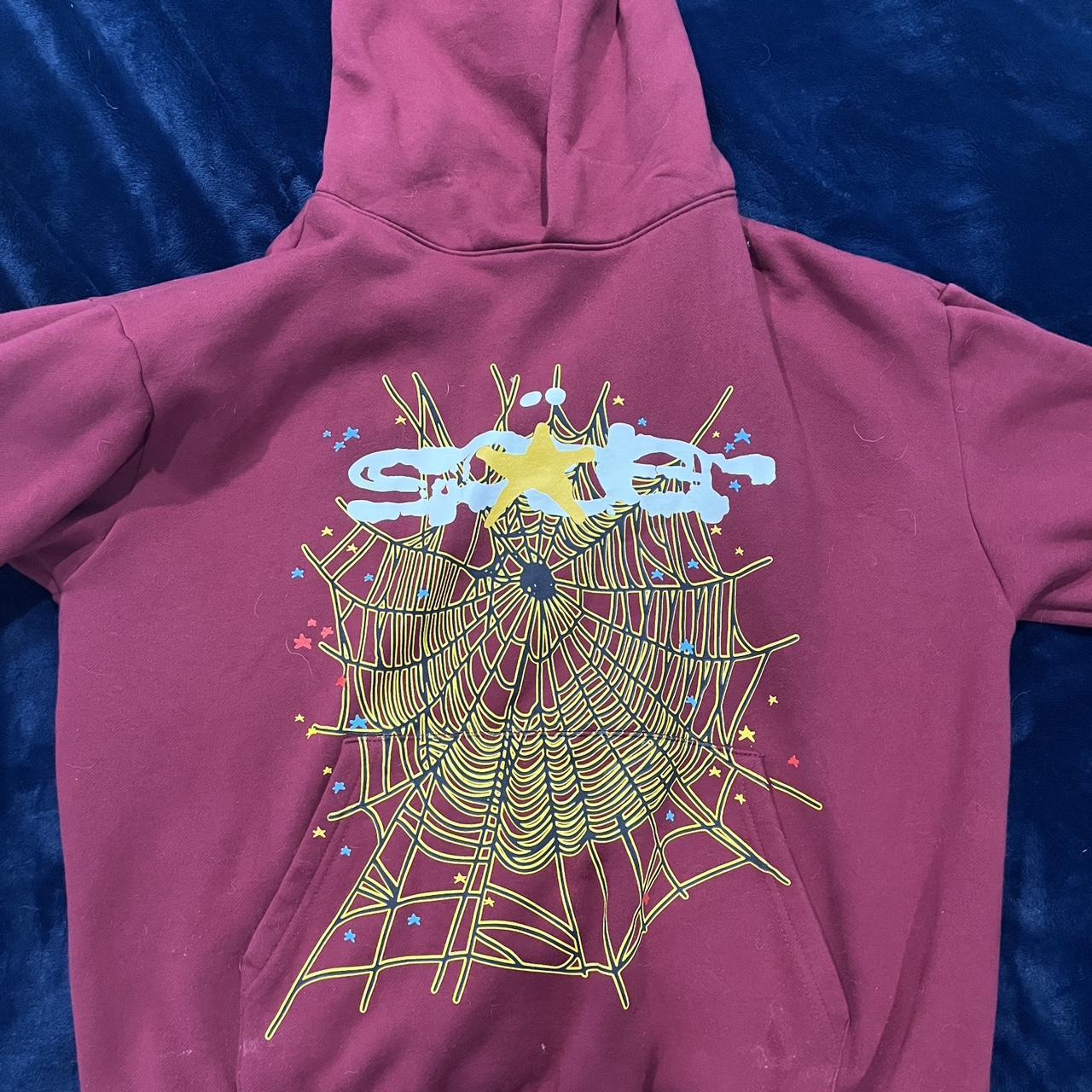 Sp5der maroon hoodie. XL - Depop