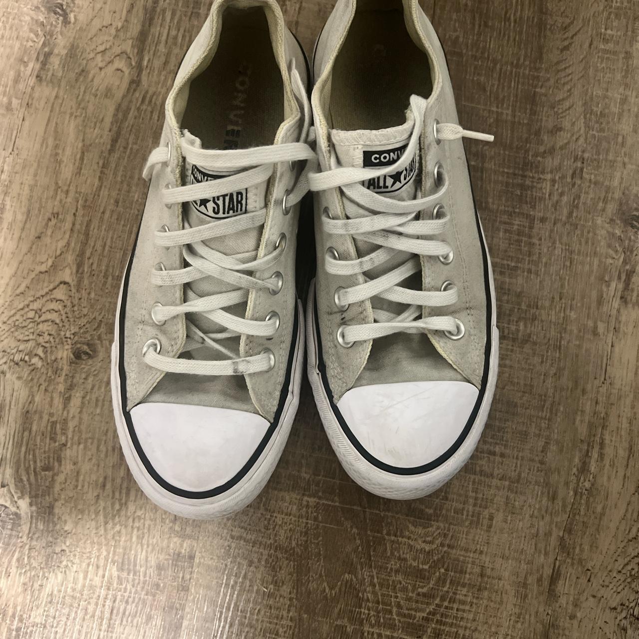 Platform white converse in very good condition clean... - Depop