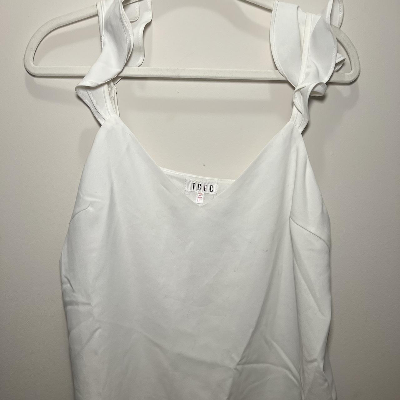 White ruffle tank top - Depop