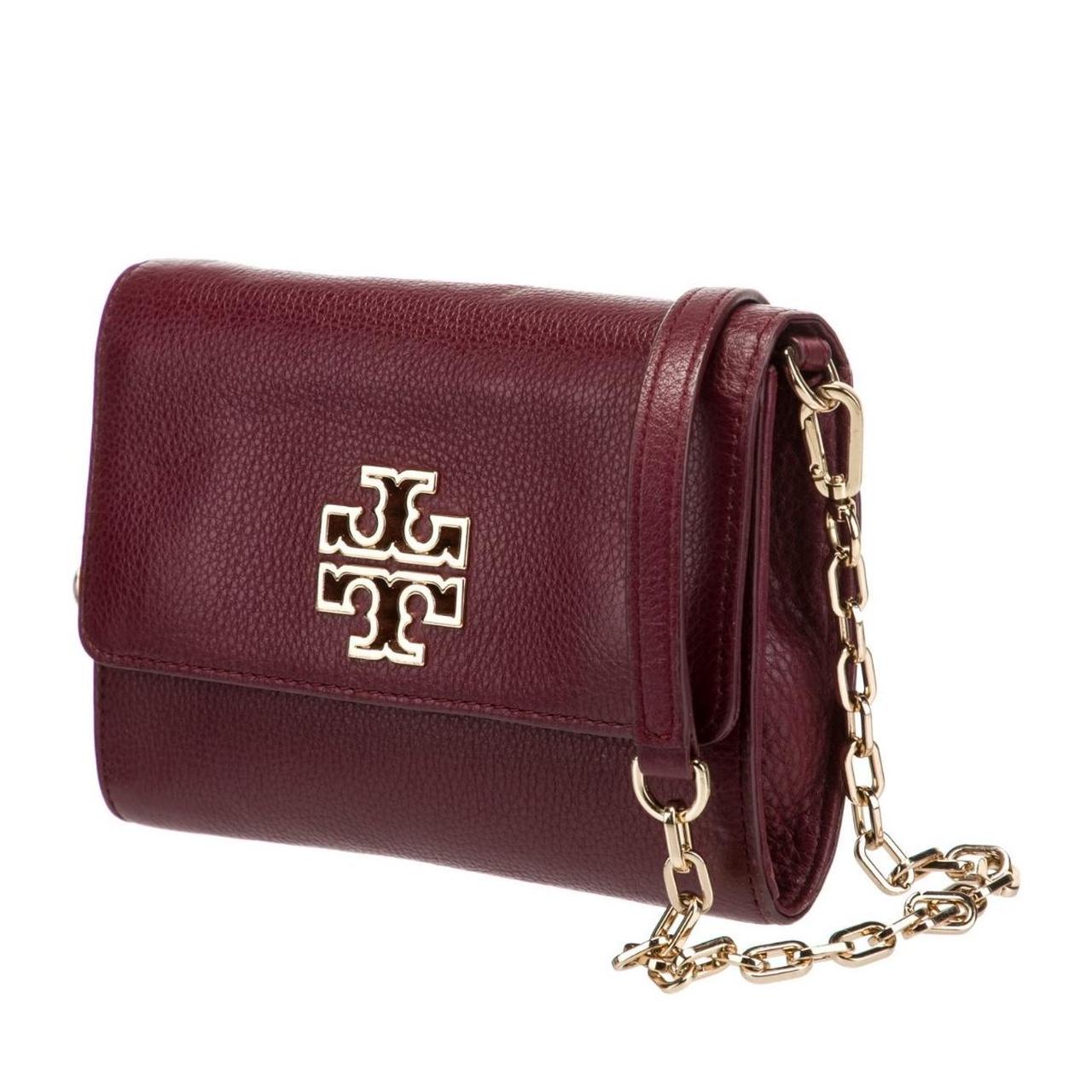 Tory Burch Crossbody wine burgundy color gold... - Depop