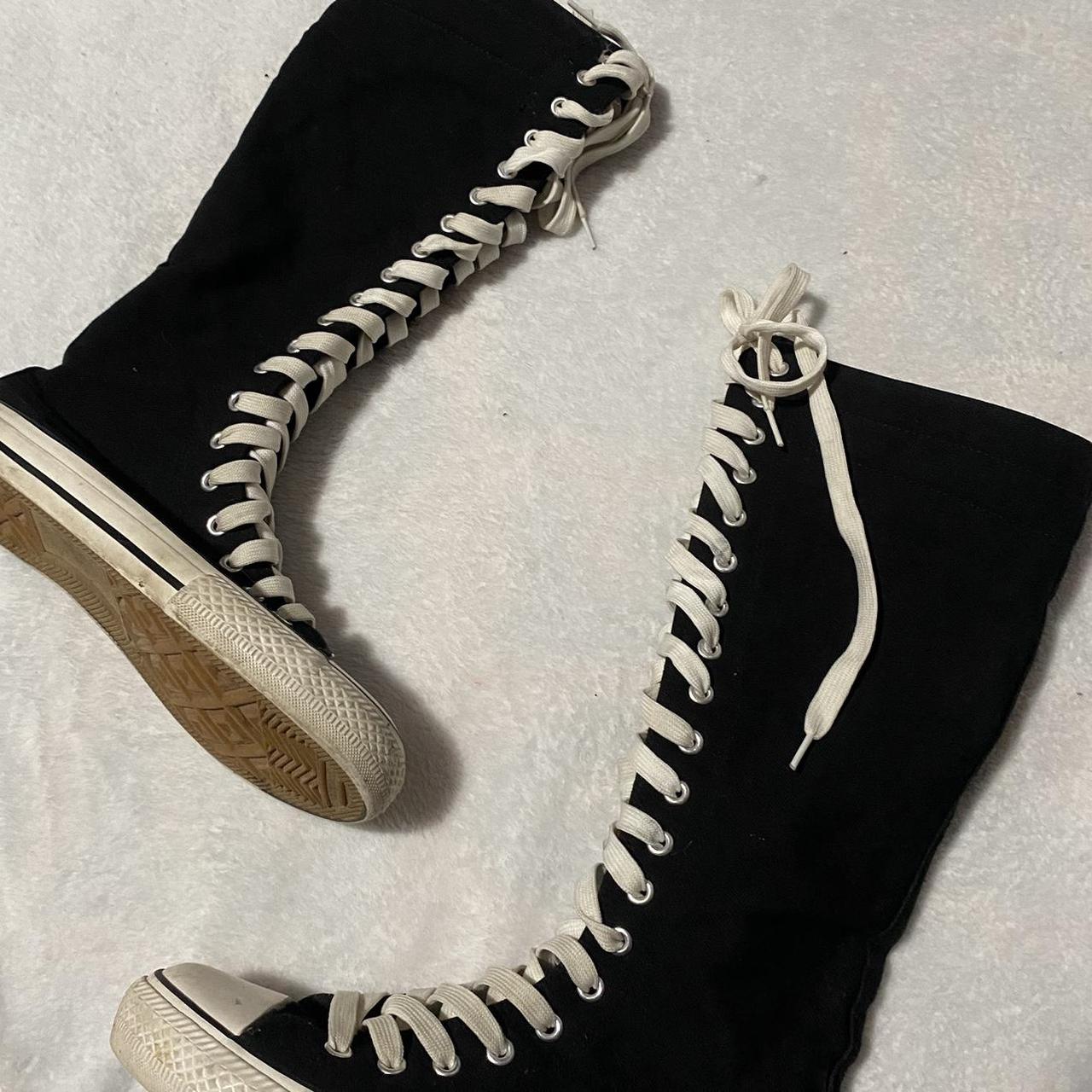 super high top lace up sneakers size 8.5 pls be... - Depop