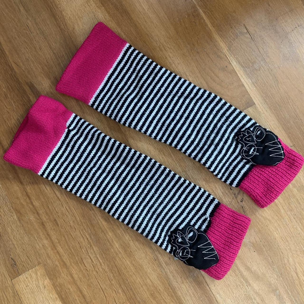 2000s emo pink and black arm/leg warmers ⋆⭒˚｡⋆ cool... - Depop