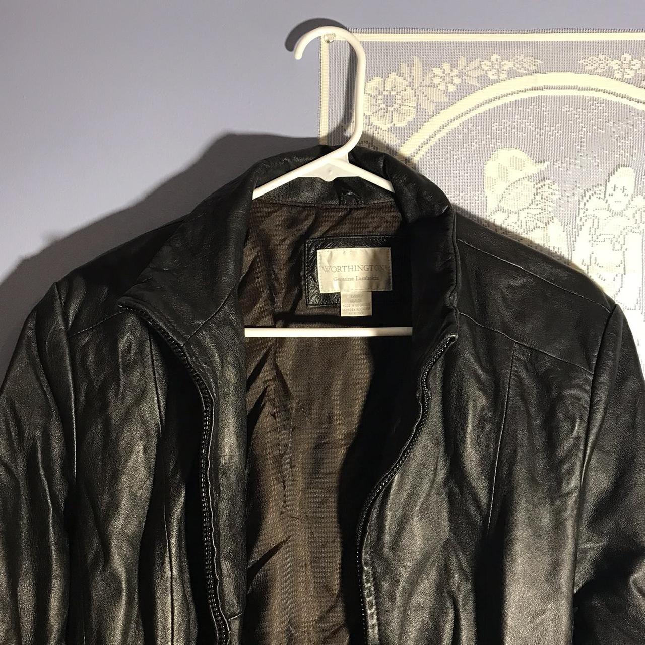 Black leather jacket 2nd hand leather... - Depop