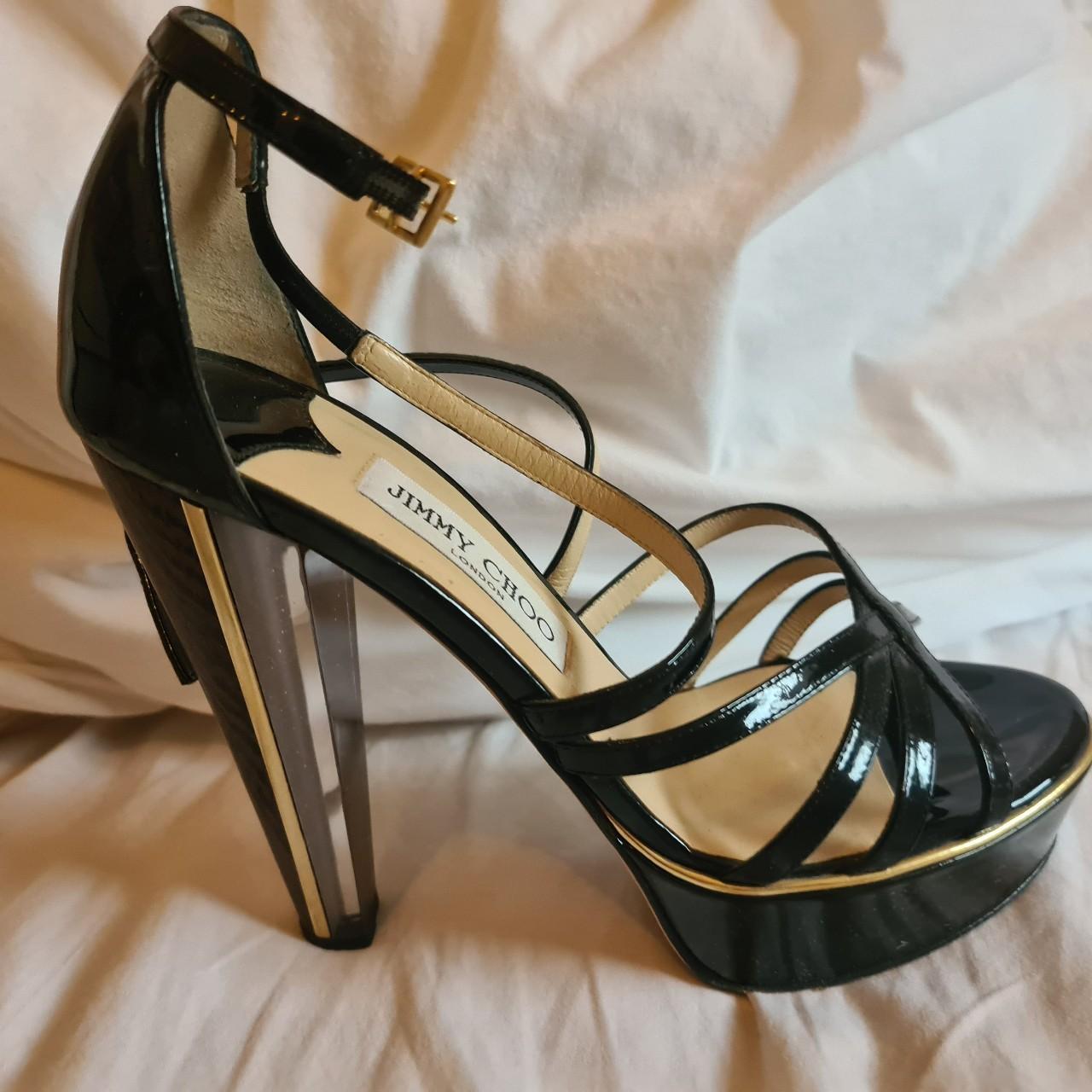 Stunning Jimmy Choo Platform Heels Black Patent with... - Depop