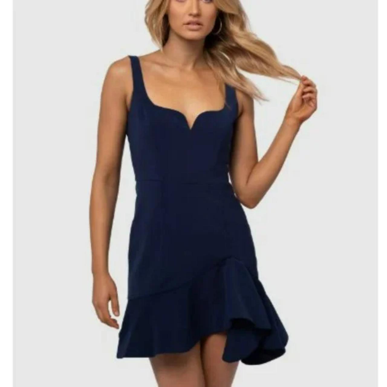 Pilgrim mini dress, navy blue with ruffles and... - Depop