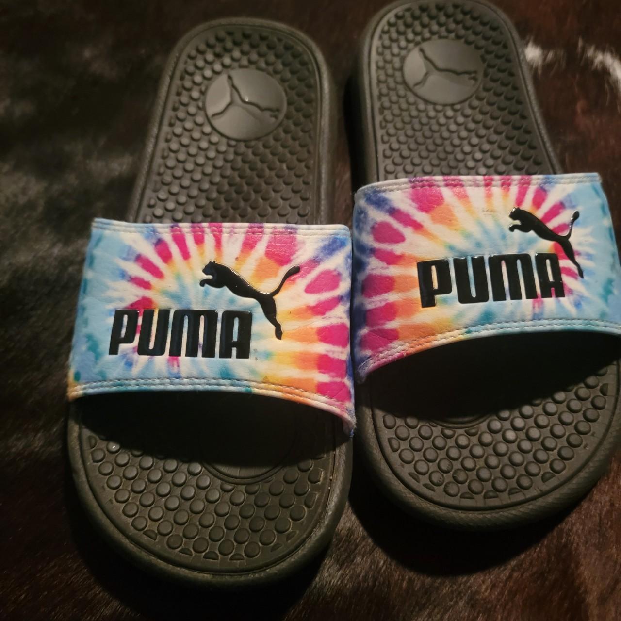 Puma Slides tie dye size 7 women's - Depop