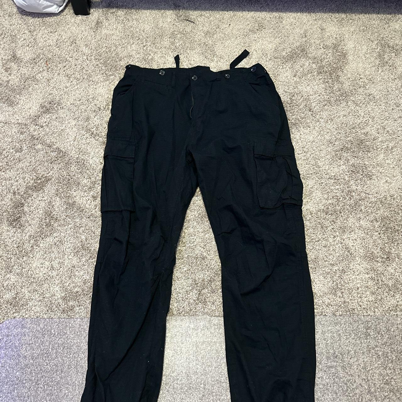 Mnml black cargos Size 42 Perfectly good condition... - Depop