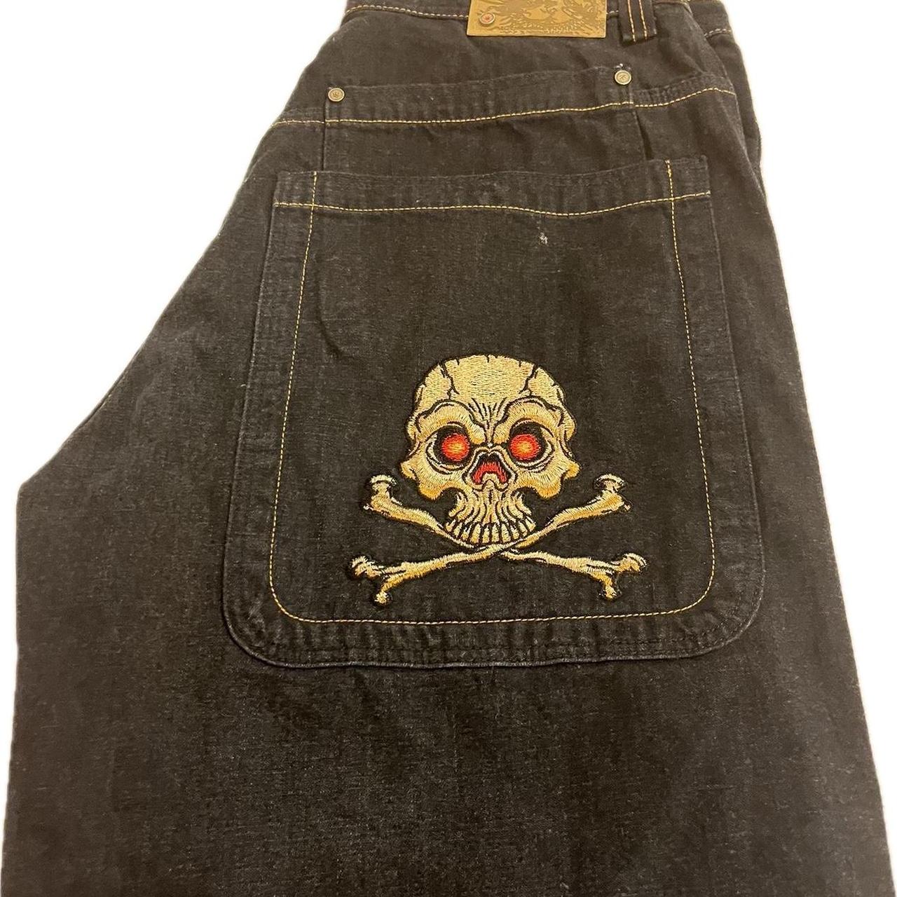 JNCO Skull Crossbones Jeans 36x32 - Depop