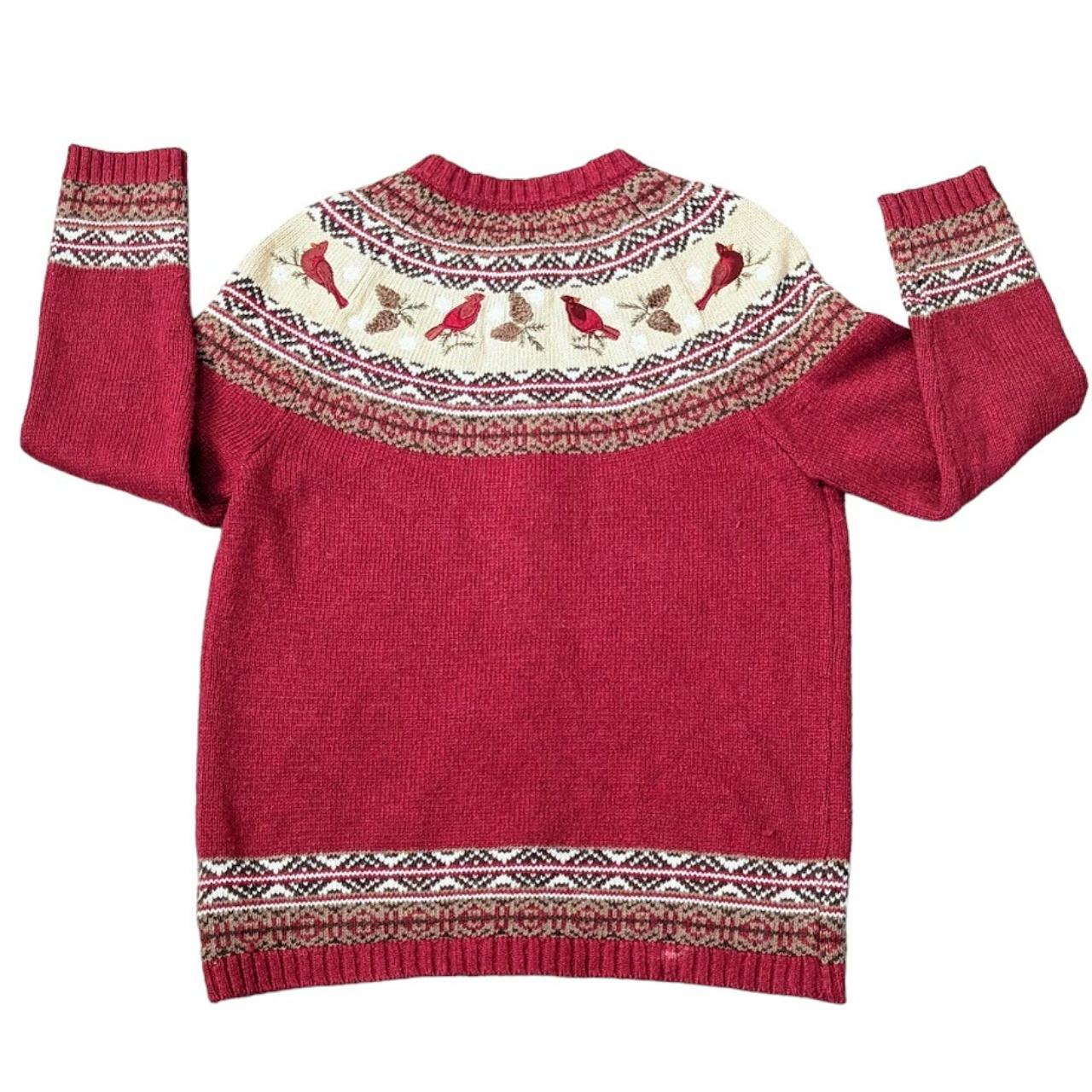 Full Zip Yoked Fair Isle Cardinal Sweater Quirky... - Depop