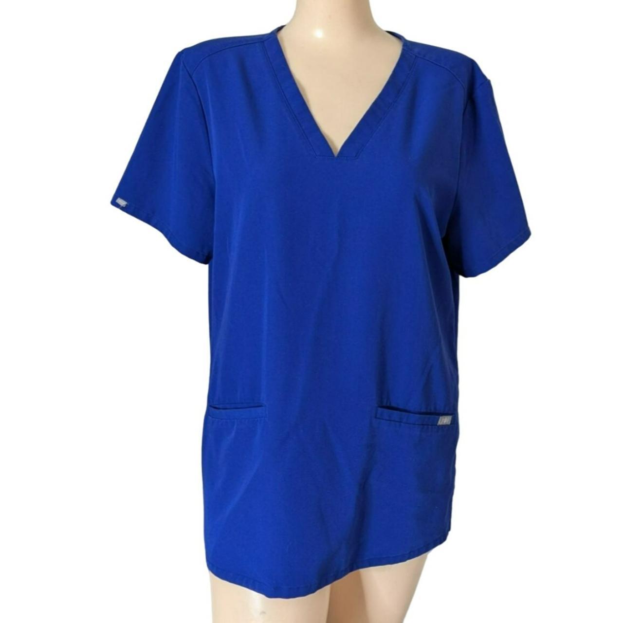 Royal Blue Scrub Top Size Medium V Neck Nurse... - Depop