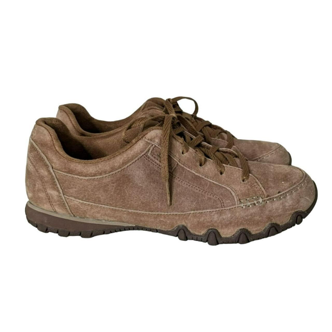 Brown Suede Lace-Up Sneakers Retro Casual Shoes... - Depop