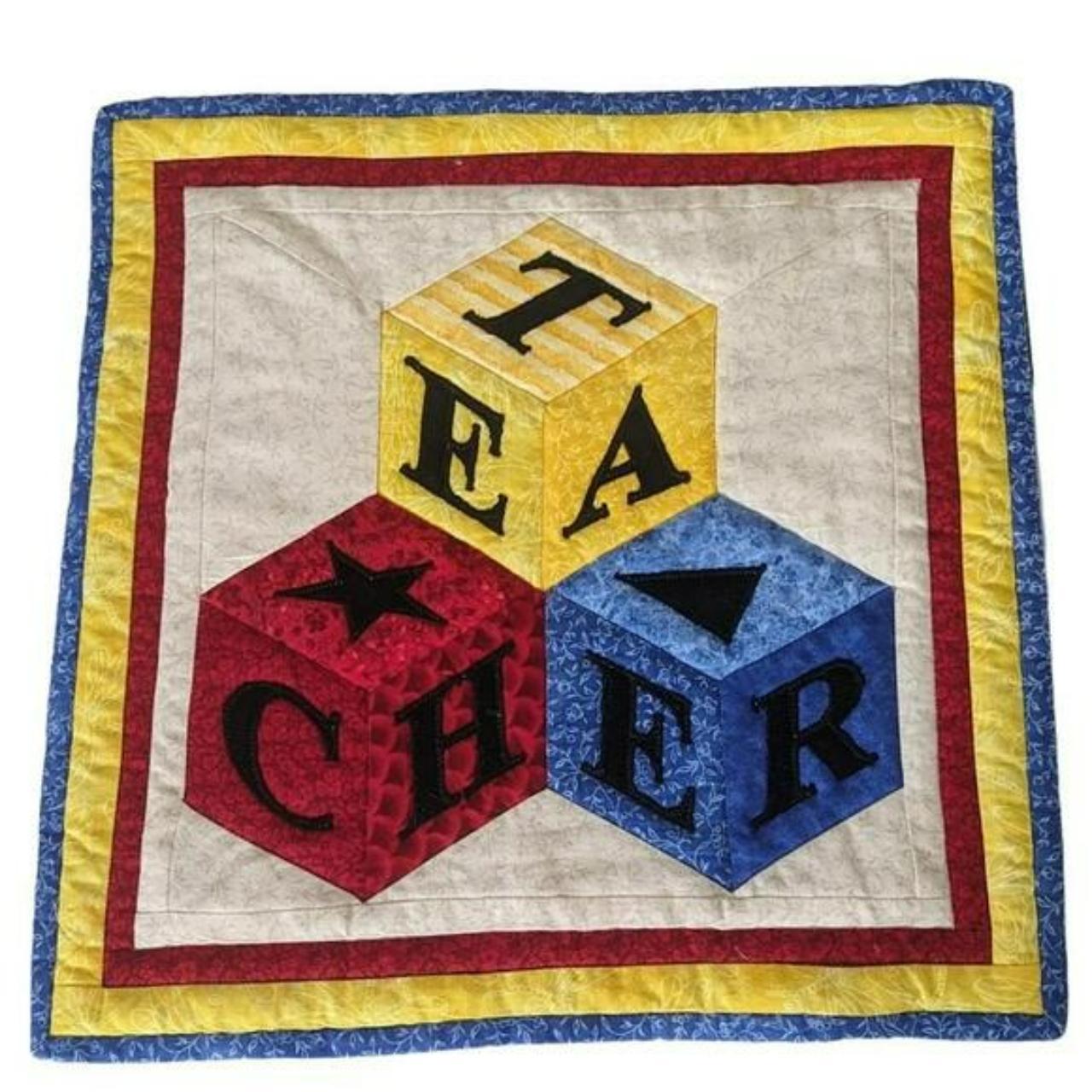 Quilted Wall Hanging Teacher Building Blocks... - Depop