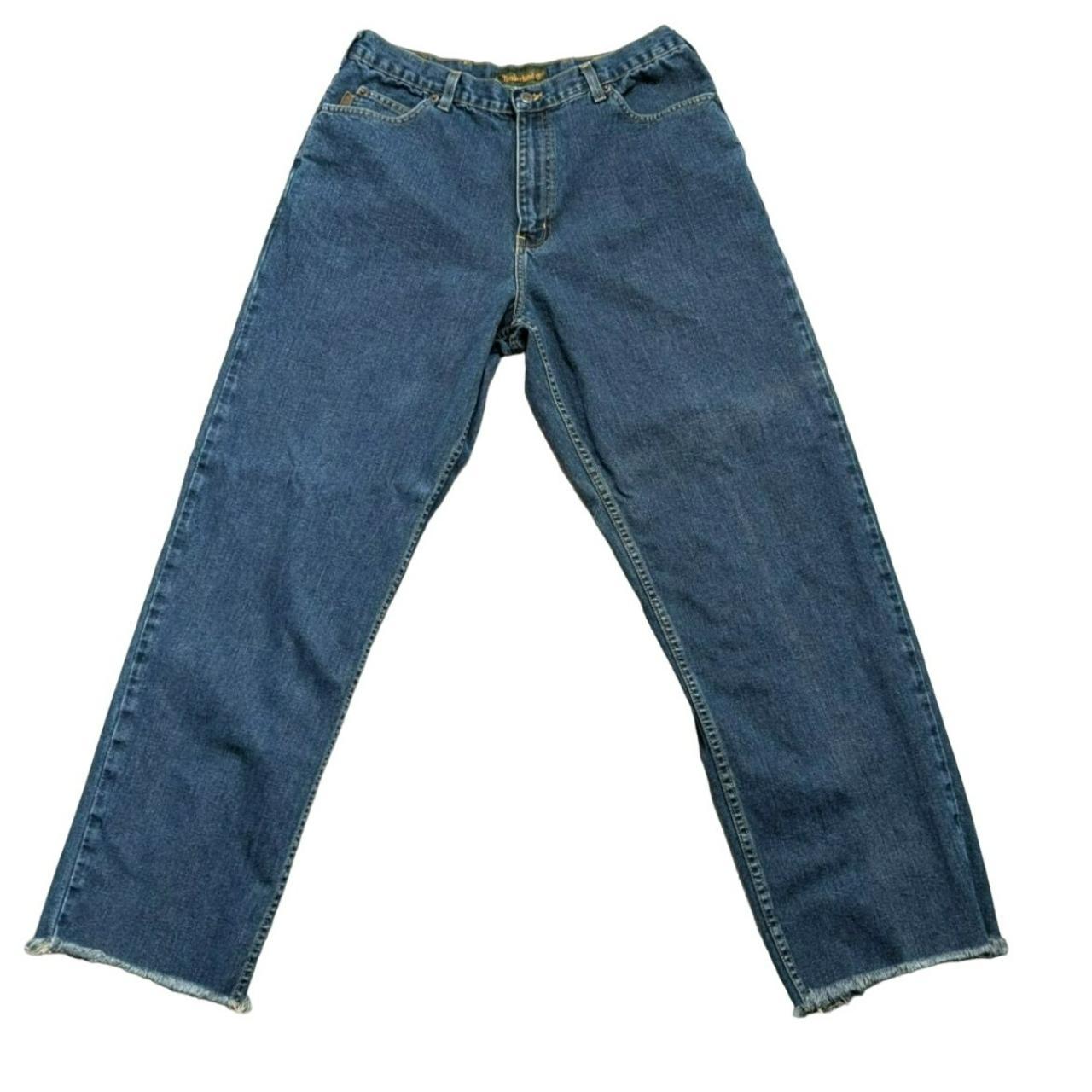 Mens Timberland Jeans Blue Denim Cotton Fringe Hem... - Depop