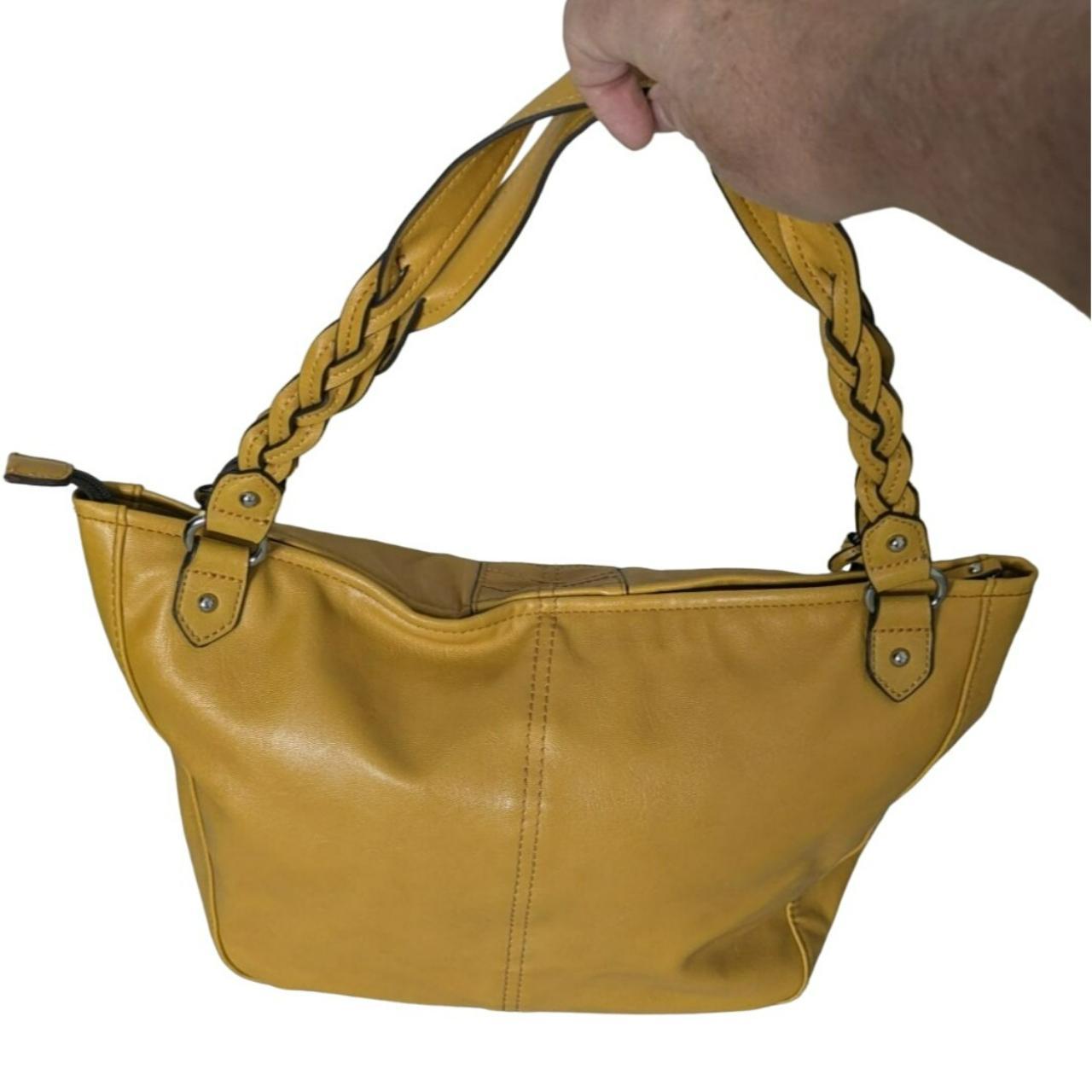 Yellow Leather Shoulder Bag Braided Handle Purse... - Depop