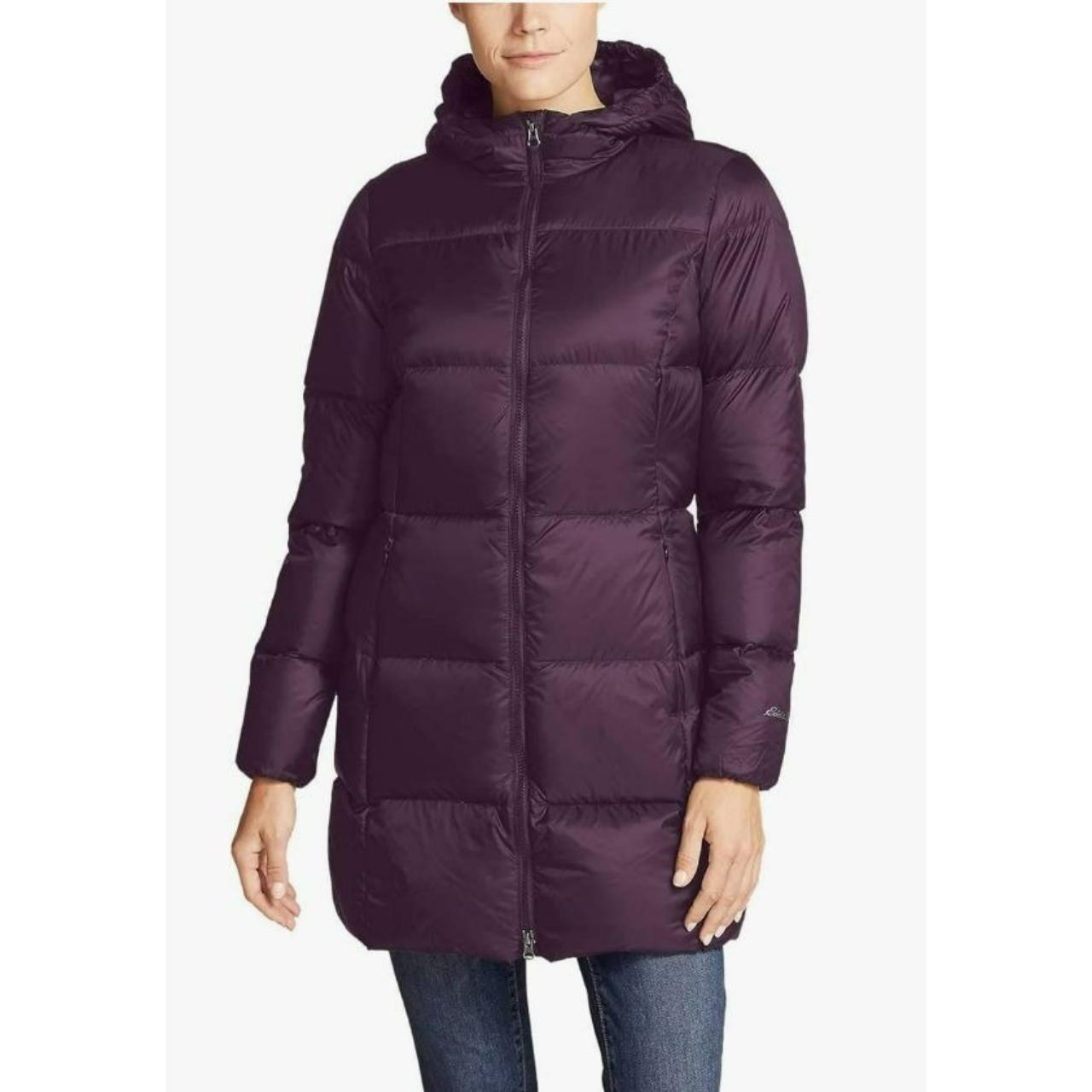 Purple Down Puffer Coat Womens Parka Size Medium... - Depop