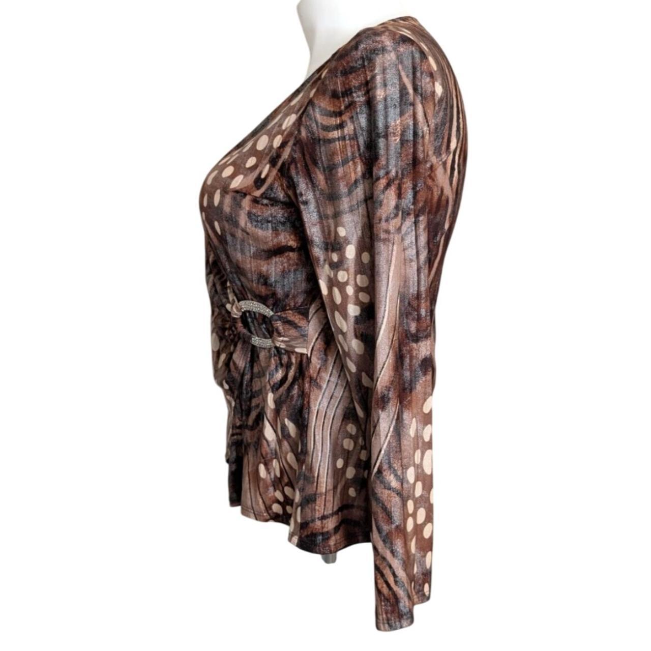 Velvet Faux Wrap Top Women 14 Animal Print Work... | Depop