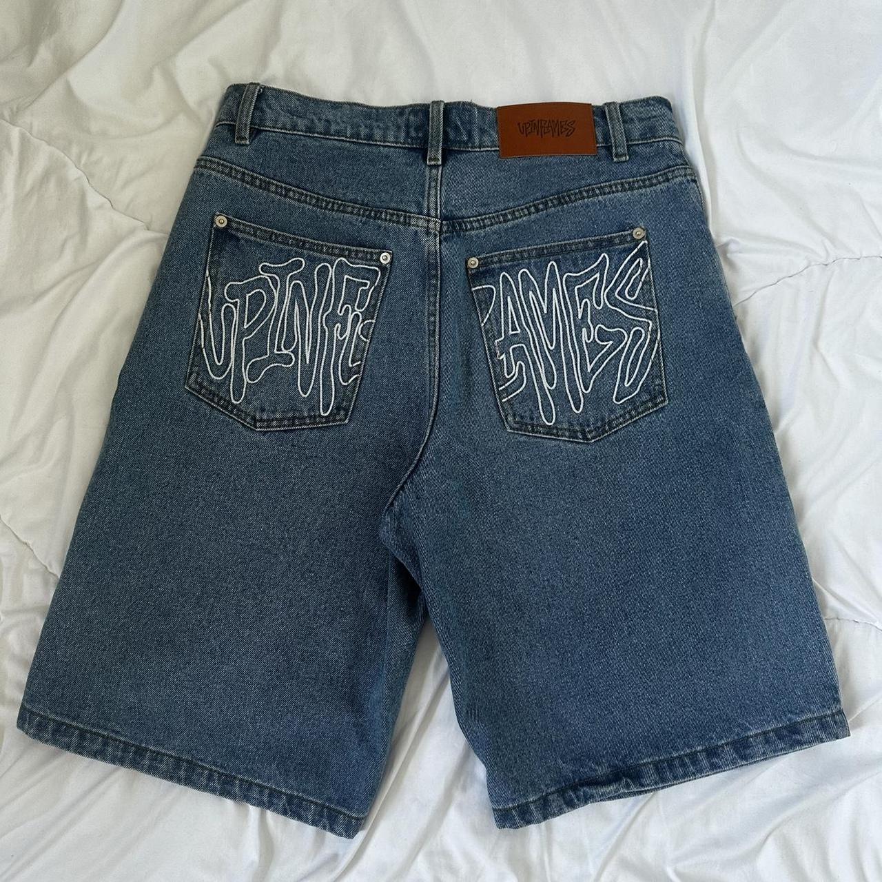 Up in flames jorts. WORN ONCE. 100/10 condition.... - Depop