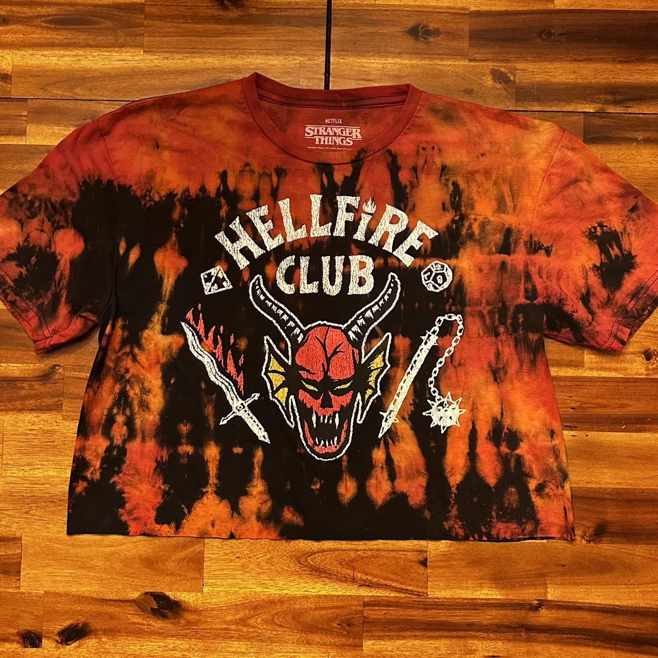 Stranger Things Hellfire Club Reverse Dyed Tie Dyed... - Depop