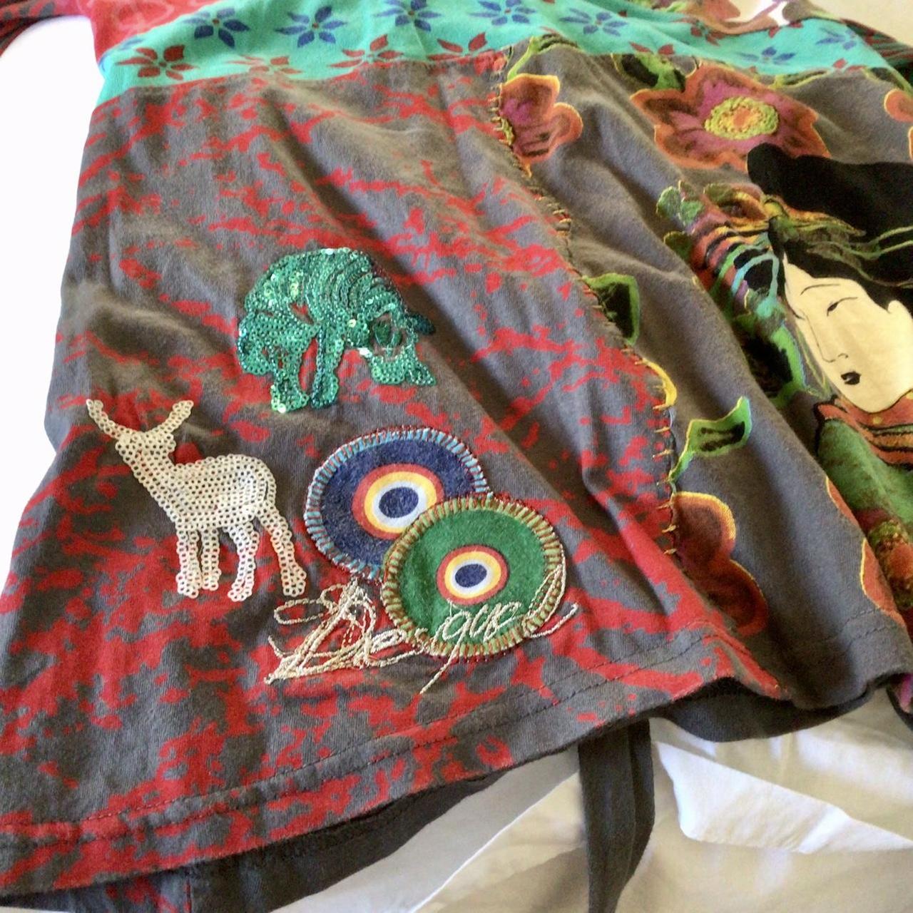 DESIGUAL Printed Top with Tie At Waist 100% Cotton,... - Depop