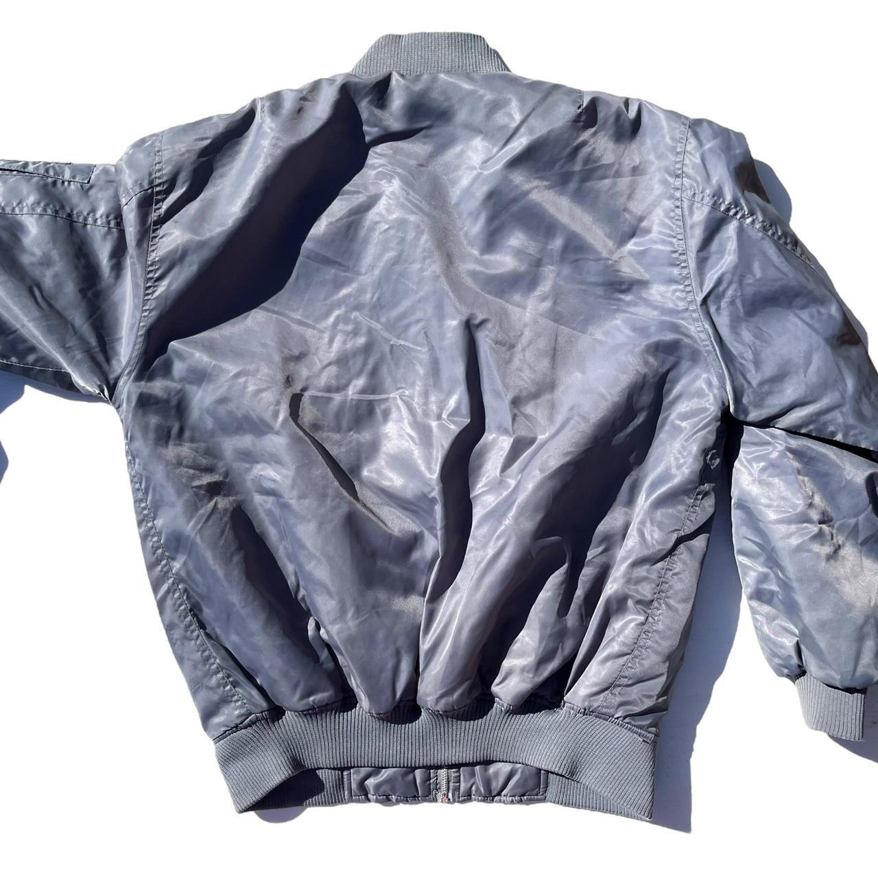 vintage y2k 2000s dusty blue oversized bomber jacket... - Depop