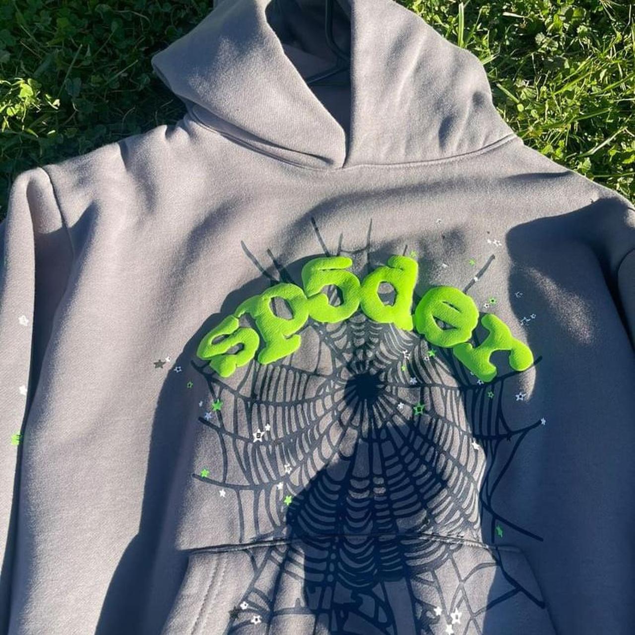 Sp5der Hoodie slate grey hoodie. Size M. Fits true... - Depop