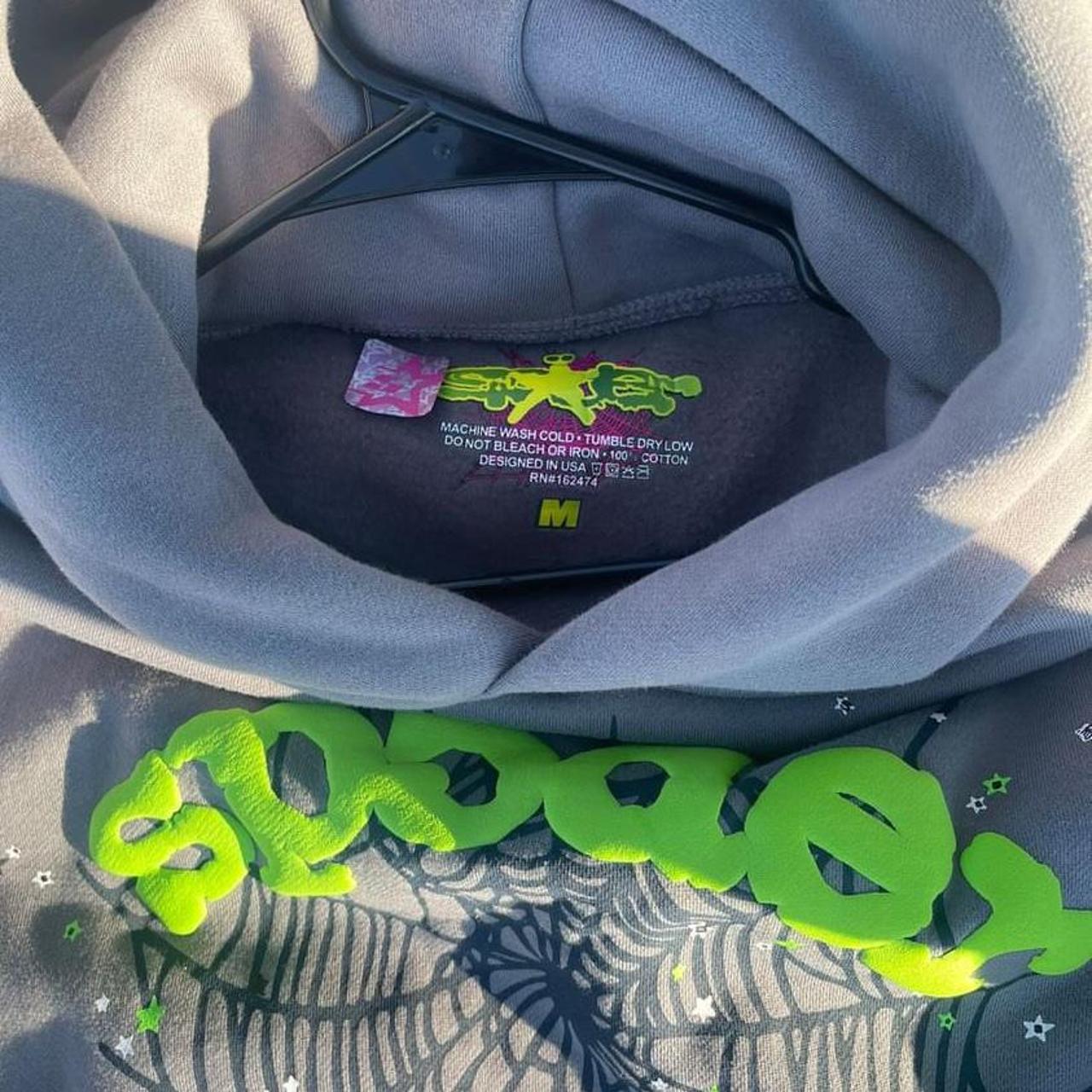 Sp5der Hoodie slate grey hoodie. Size M. Fits true... - Depop