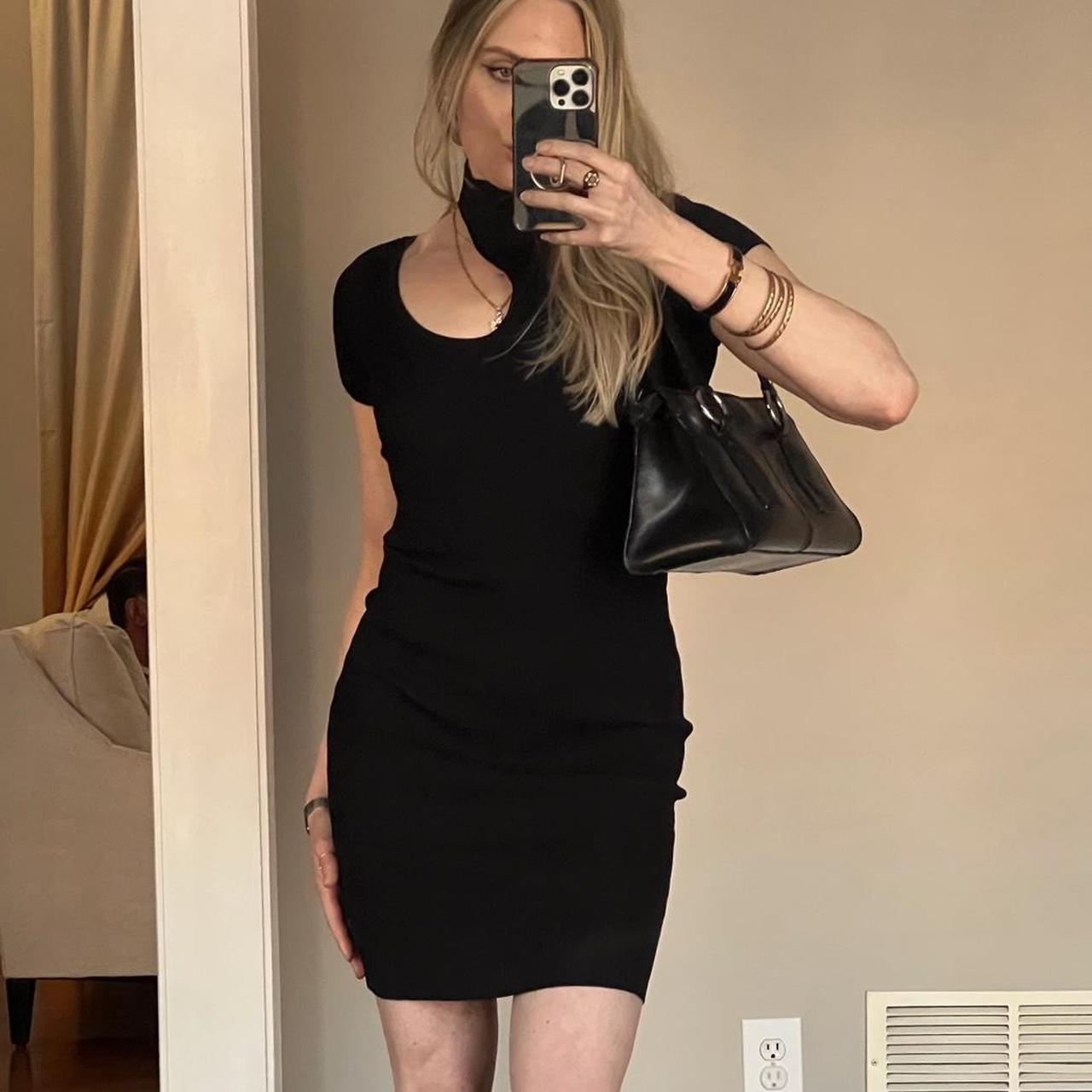 NWT ribbed little black dress w cut out ~ brand —... | Depop