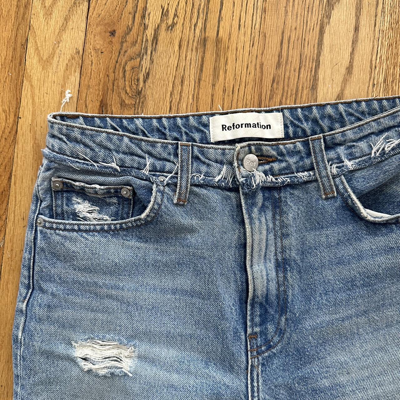 reformation ripped at knee jeans style: cropped... - Depop