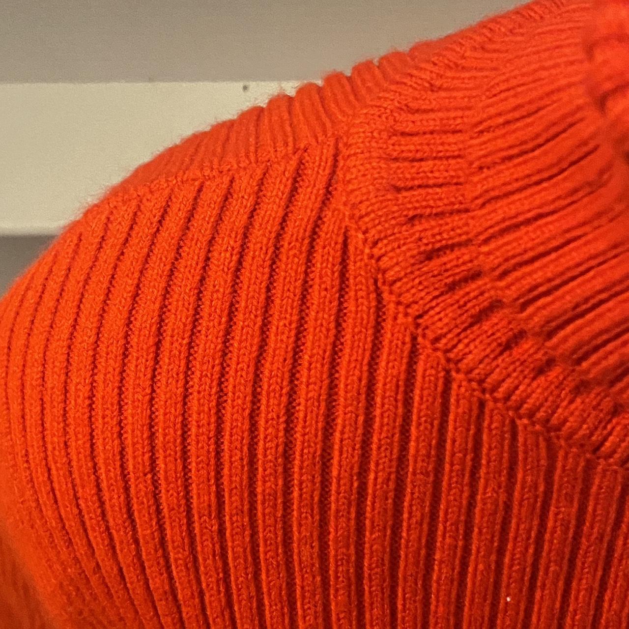 Red Crop top ribbed turtleneck sweater with lantern... - Depop