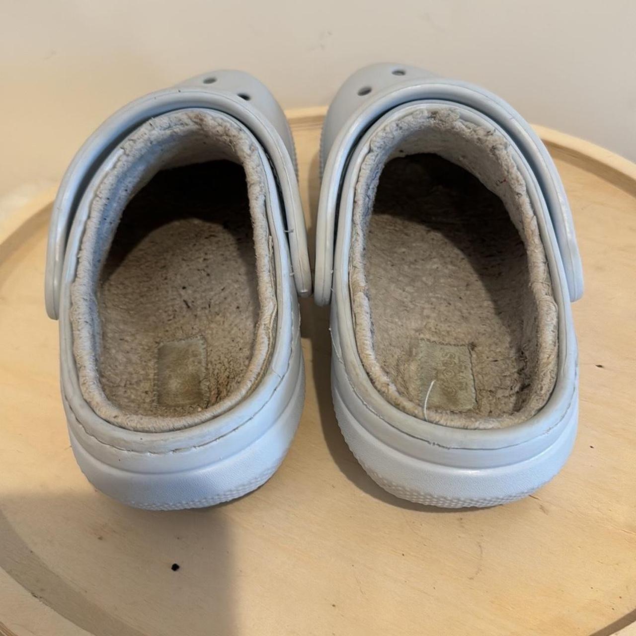 Women’s size 7 light blue lined crocs - Depop