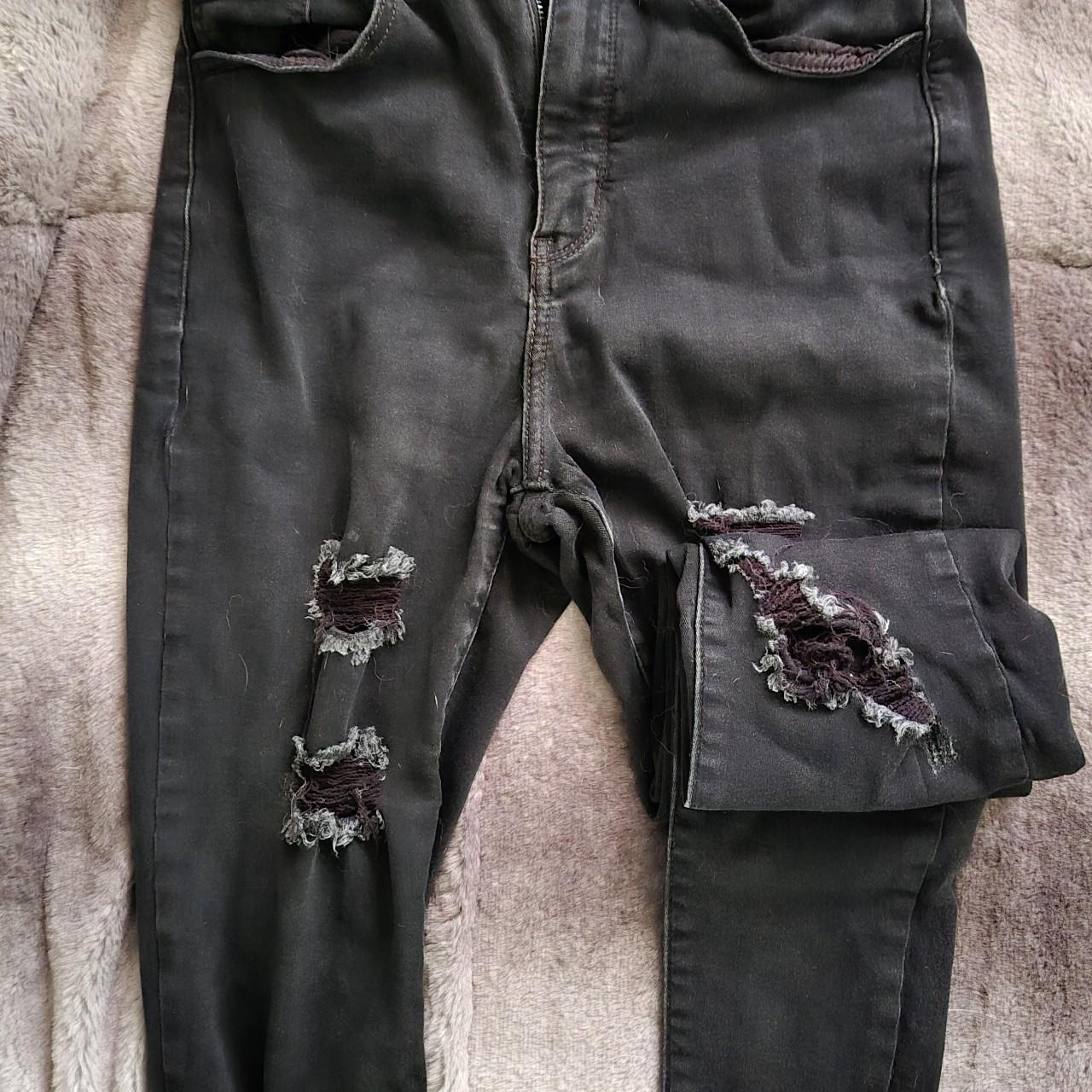 Black Distressed Goth Denim Jeans, size Women's 27... - Depop