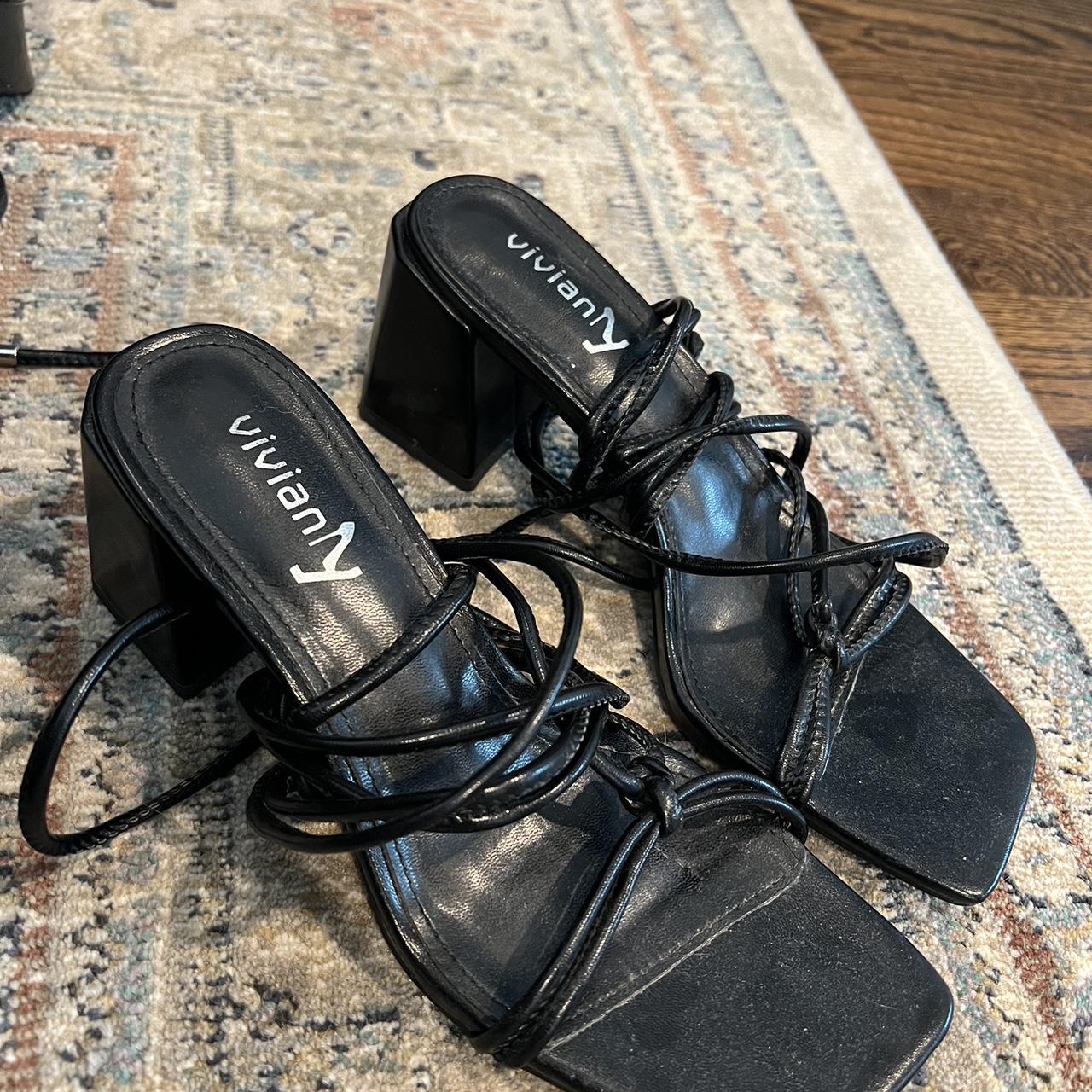 Ankle tie up short heels - Depop