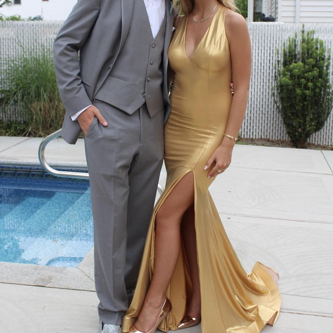 Gold prom dress from Mario Pucci In Boca Raton. In... - Depop