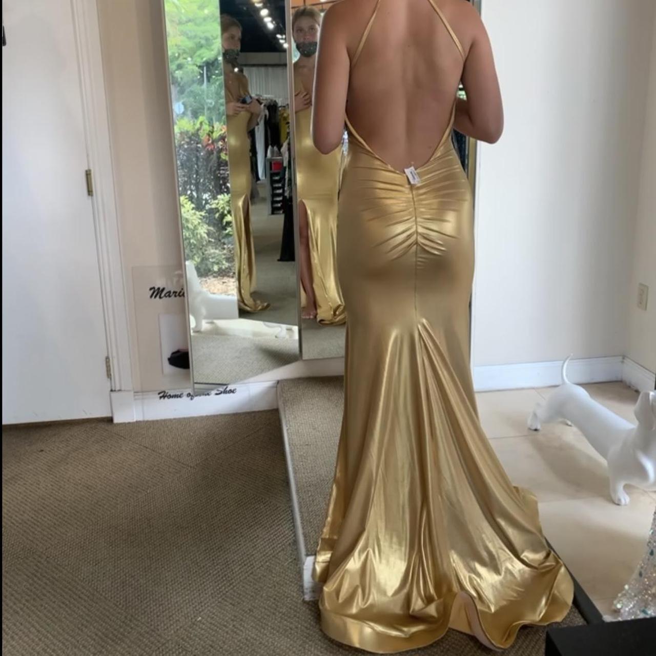 Gold prom dress from Mario Pucci In Boca Raton. In... - Depop