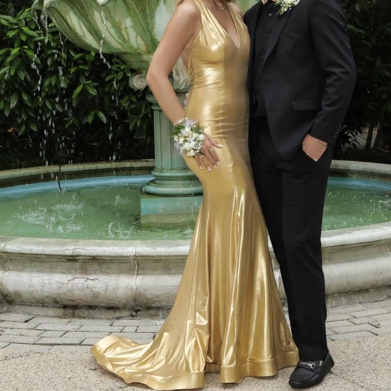 Gold prom dress from Mario Pucci In Boca Raton. In... - Depop