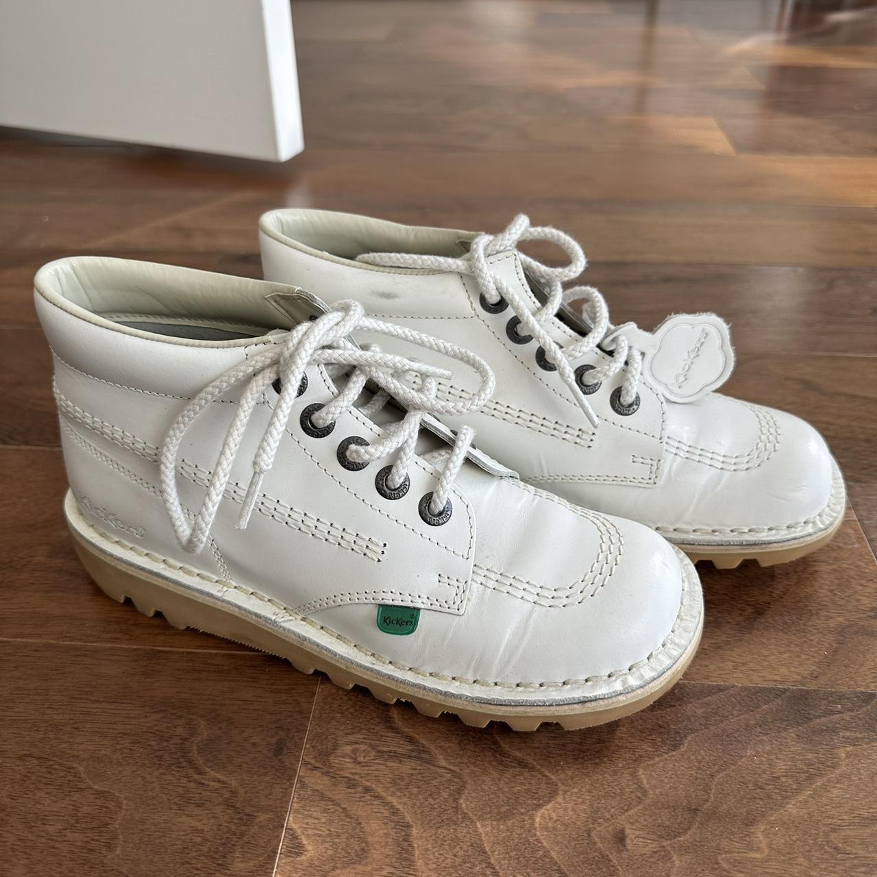 Kickers women’s boots in white. Eu 39 = US 7.5 Few... - Depop