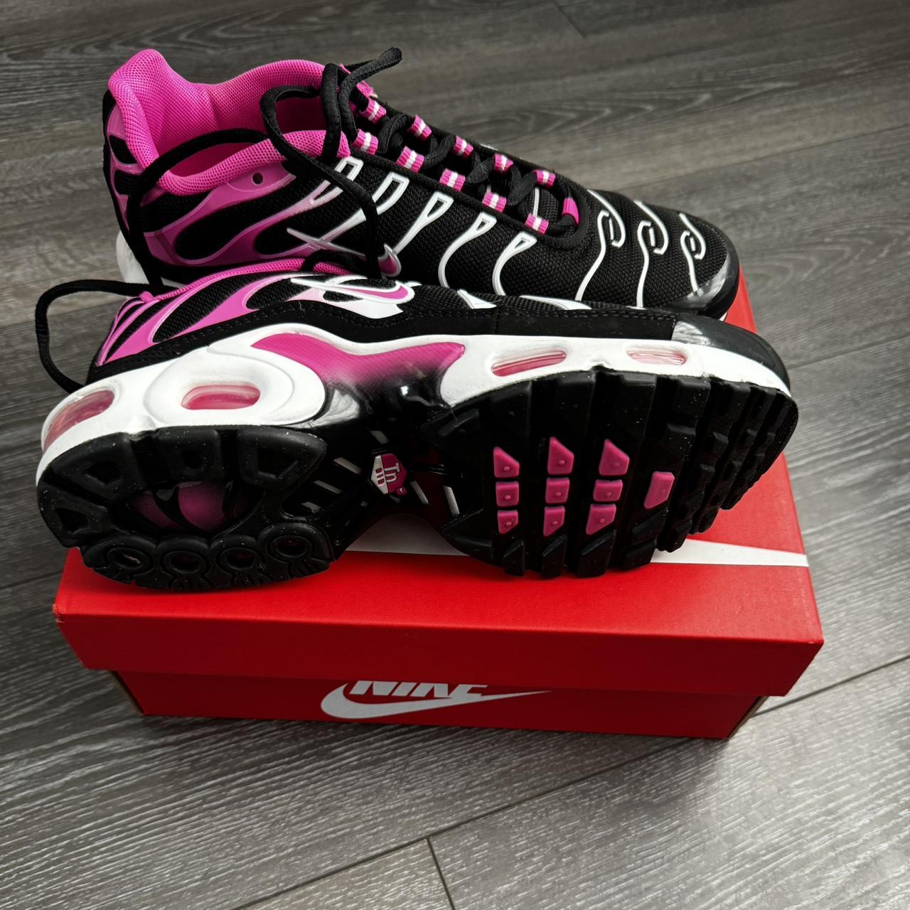 Nike Air Max Plus TN trainers in black and pink... - Depop