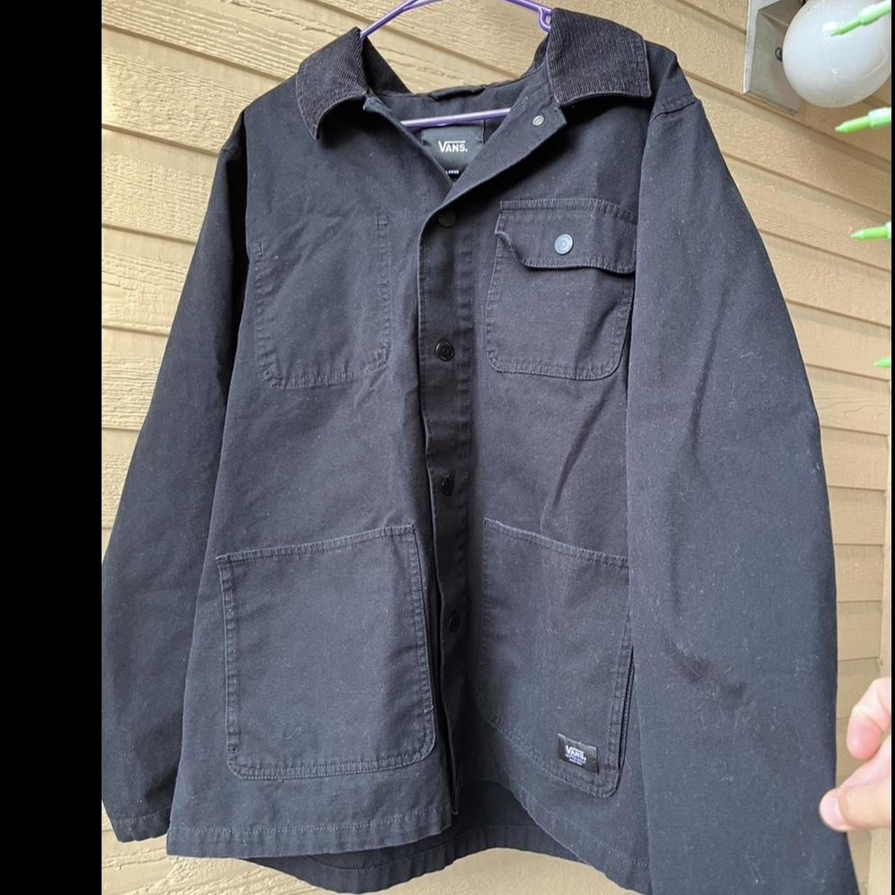 Black vans jacket - Jean like material with a... - Depop