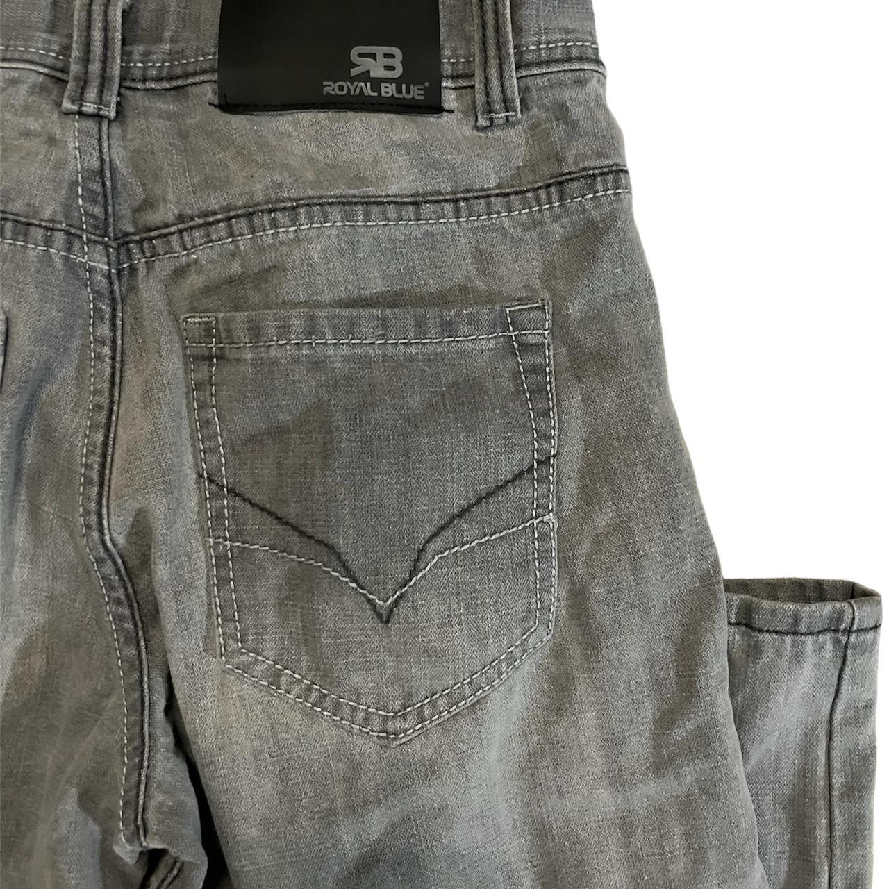 baggy grey royal blue jeans size... - Depop