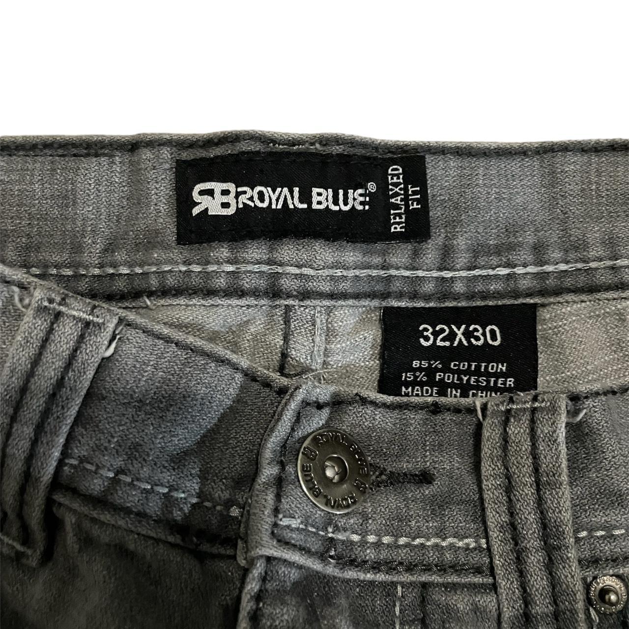 baggy grey royal blue jeans size... - Depop