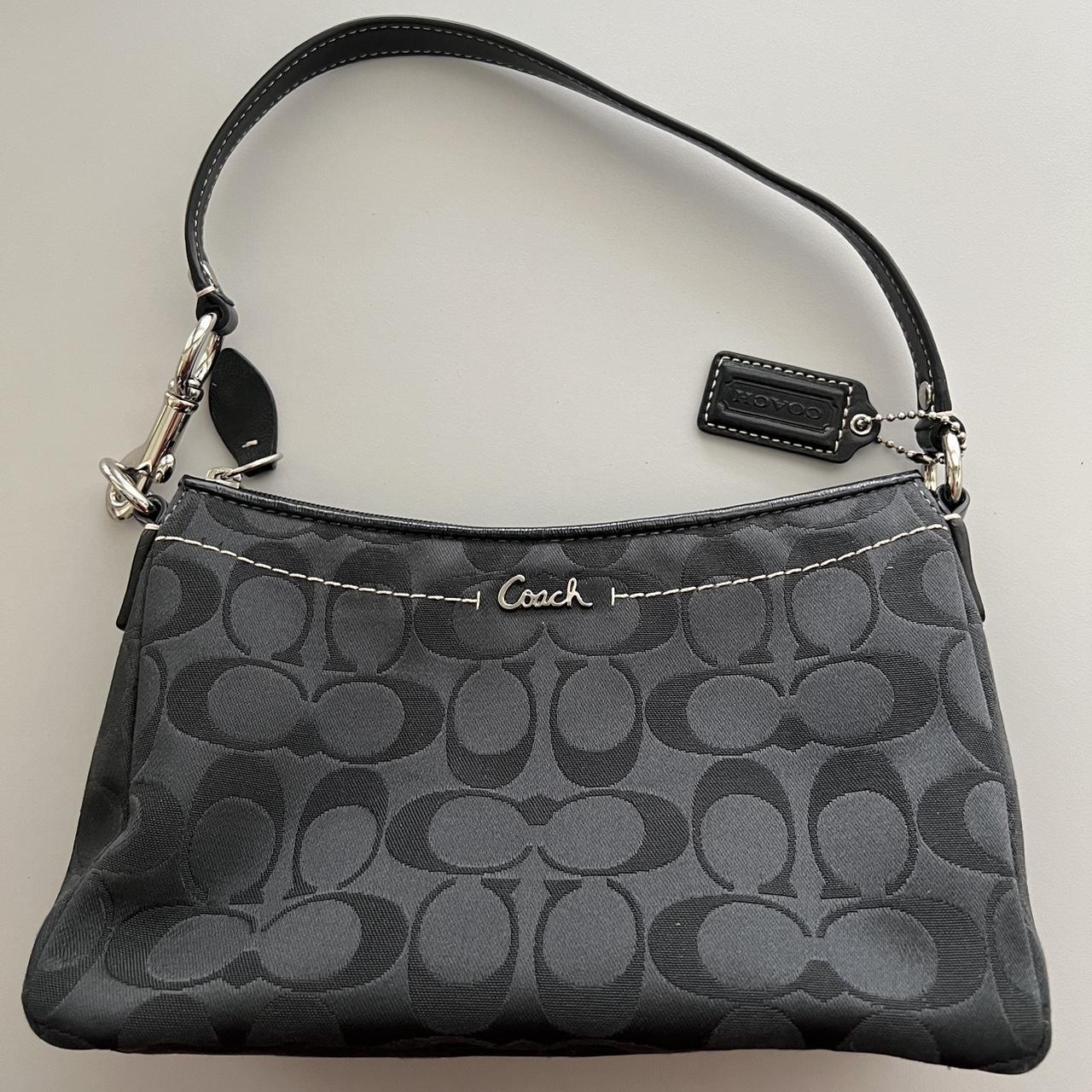 Coach signature black canvas mini bag, zip closure,... - Depop