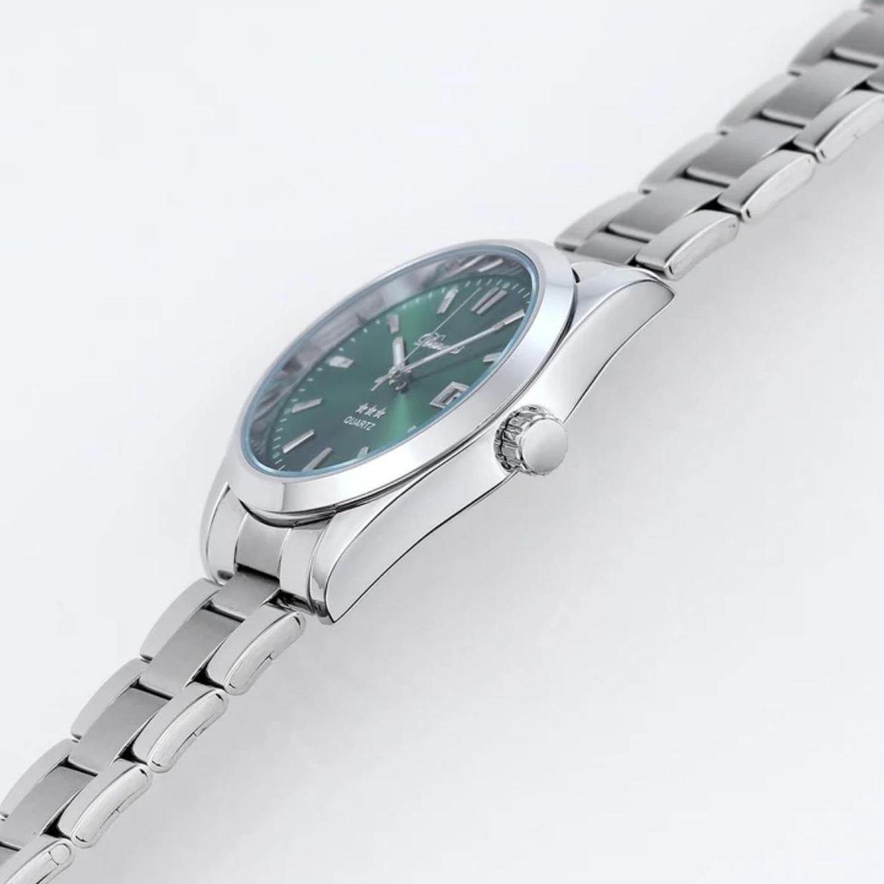 Green dial silver stainless steel men’s watch Dial... - Depop