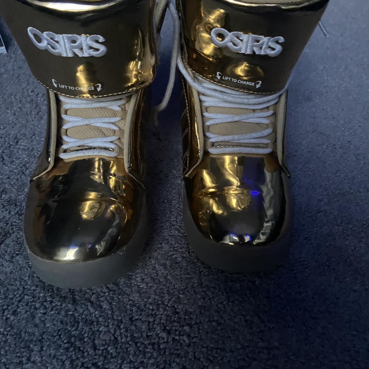 solid gold shiny osiris light up shoes i love these... - Depop