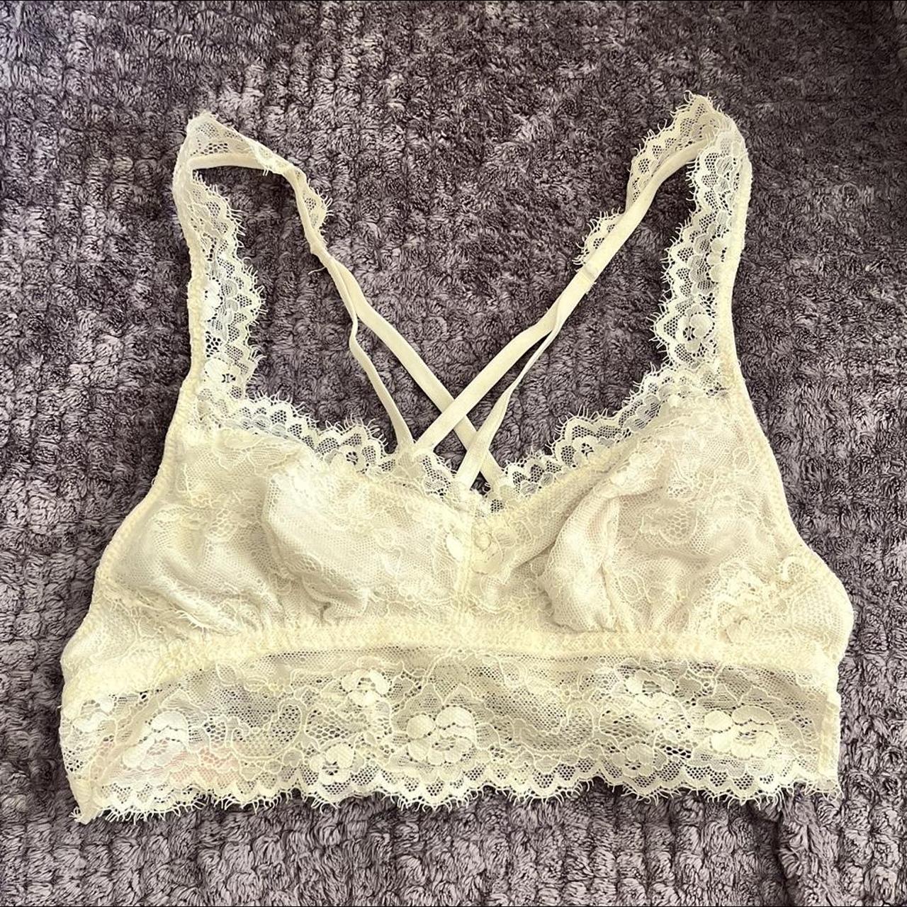 White bralette This bralette has a layer of lace... - Depop